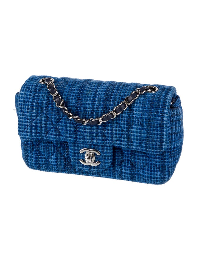 Chanel Rectangular Mini Classic Tweed Flap - Blue Crossbody Bags ...