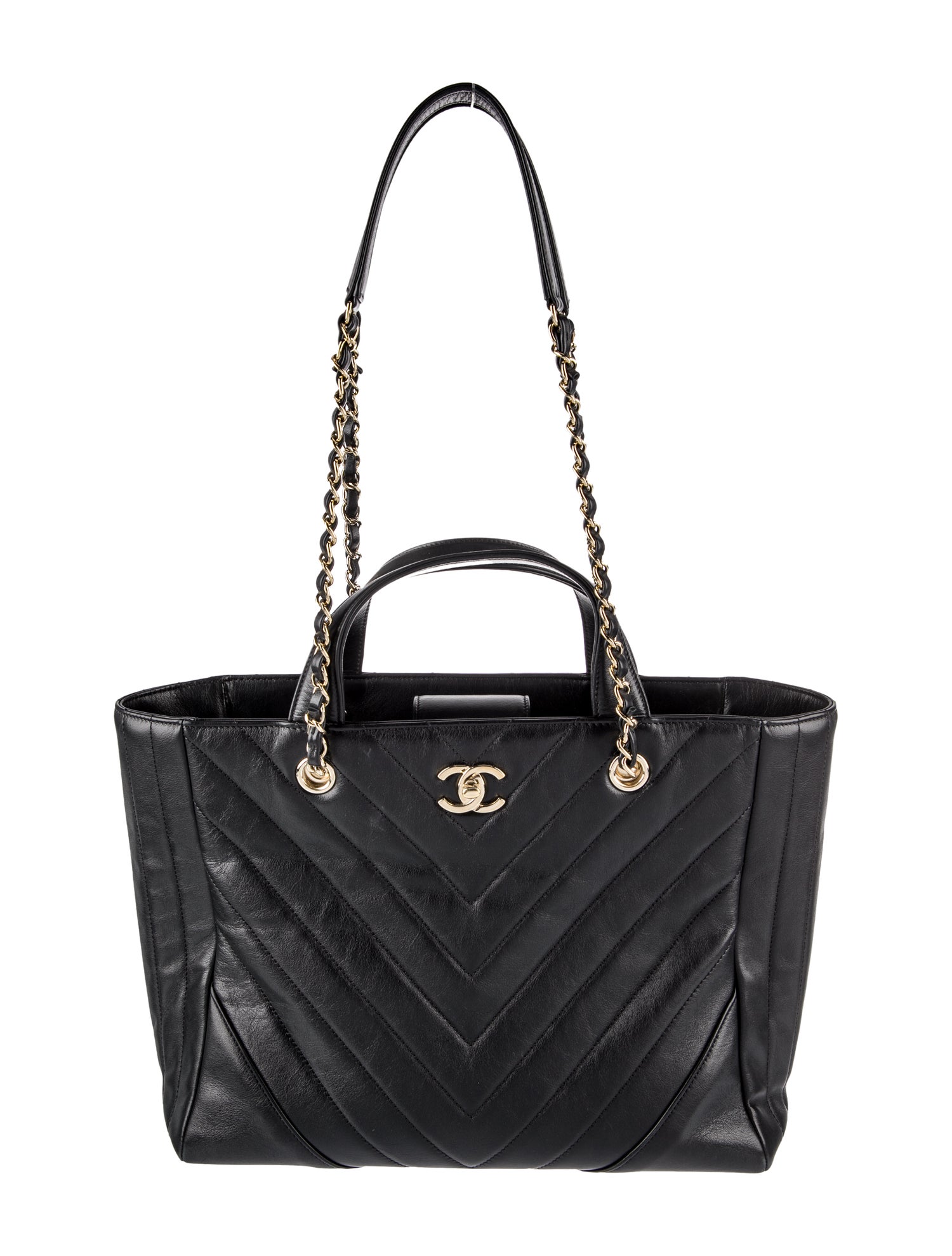 Chanel Chevron Statement Shopping Tote - Blue Totes, Handbags ...