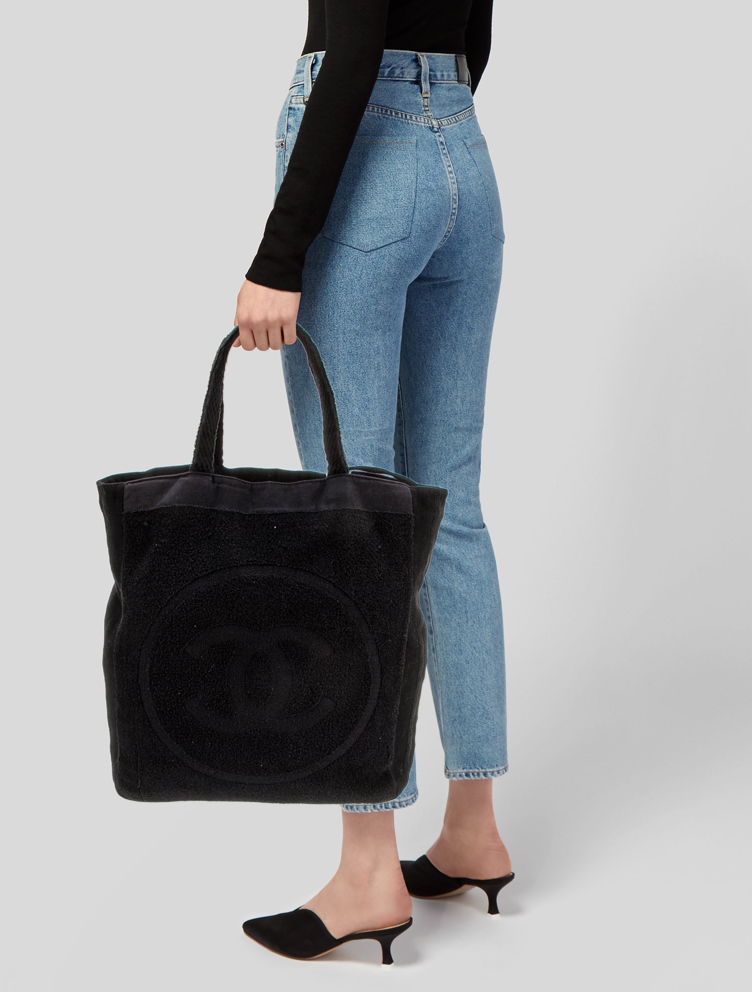 Chanel Terry Cloth CCC Beach Tote - Black Totes, Handbags - CHA1044786 ...