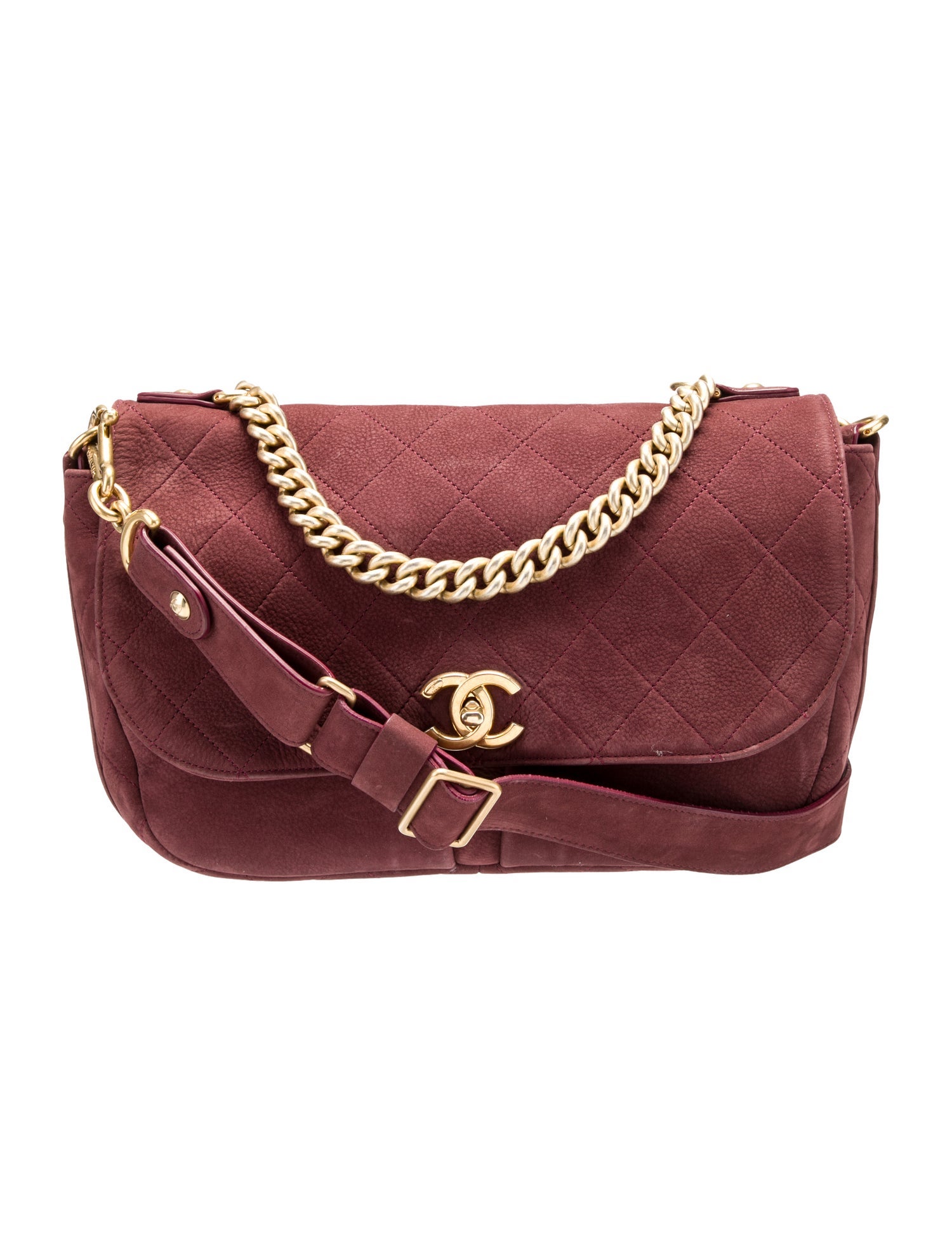 Chanel Paris-Rome Nubuck Messenger Bag - Burgundy Shoulder Bags ...