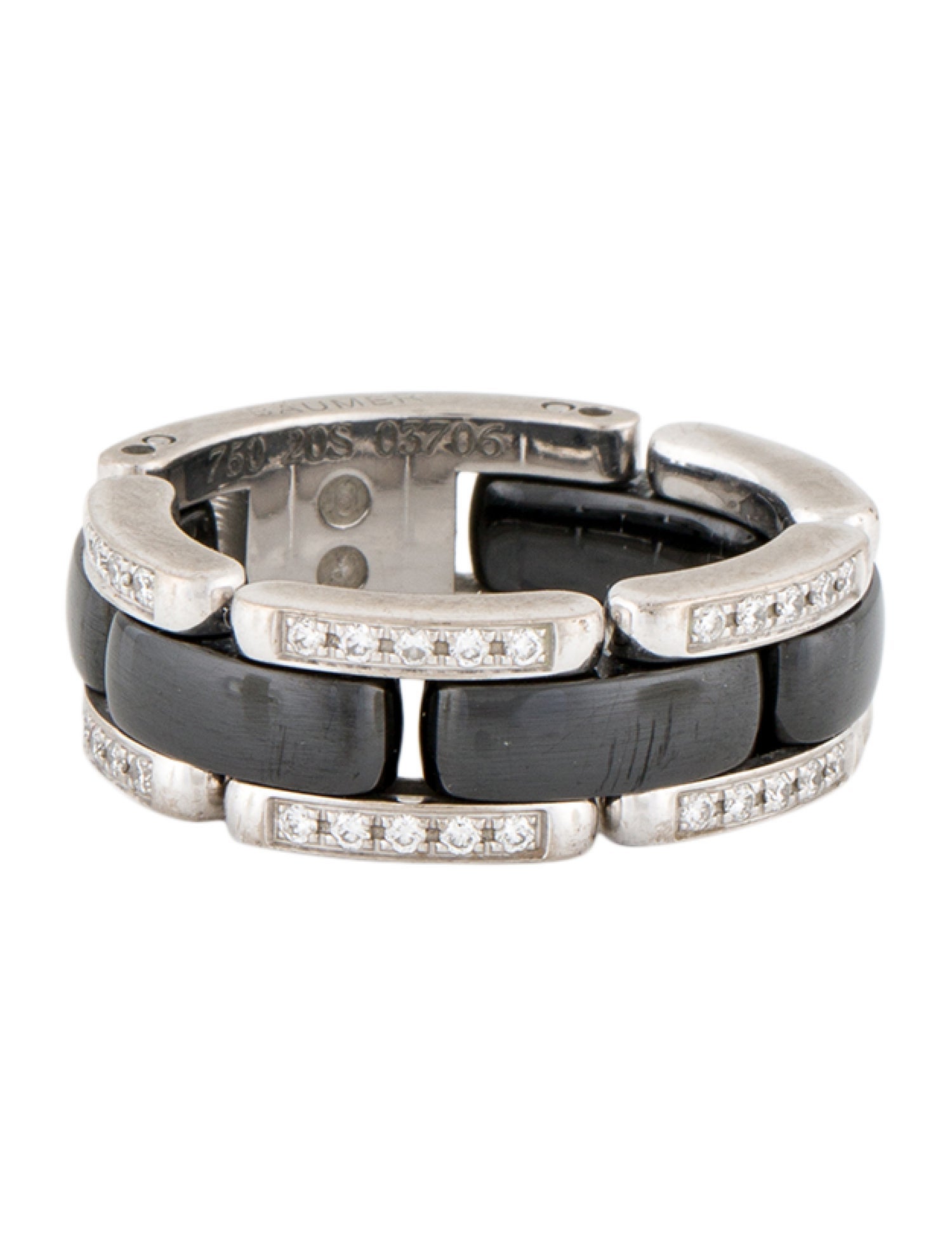Chanel 18K Diamond Ceramic Ultra Ring - Black, 18K White Gold Band ...