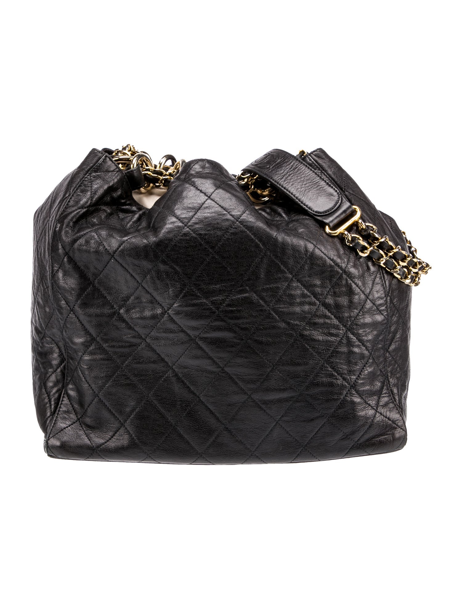 Chanel Quilted Drawstring Bucket Bag - Black Bucket Bags, Handbags ...