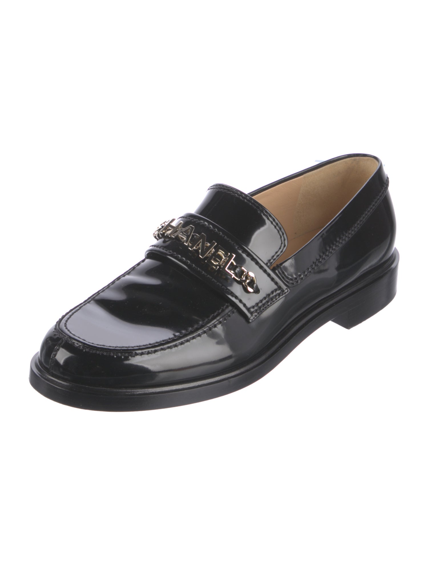 Chanel Interlocking CC Logo Leather Loafers - Black Flats, Shoes ...