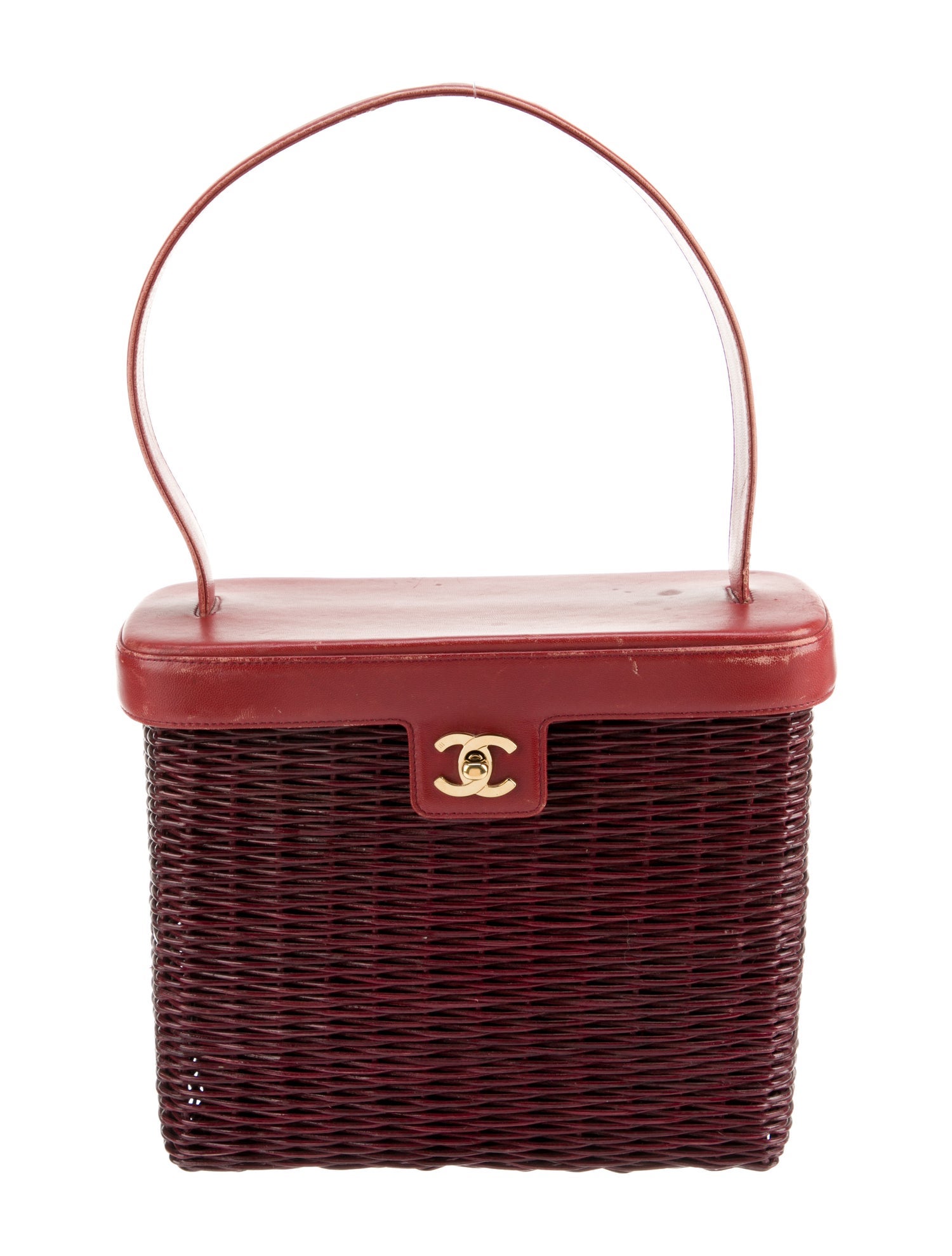 Chanel Vintage Wicker Basket Bag - Burgundy Shoulder Bags, Handbags ...