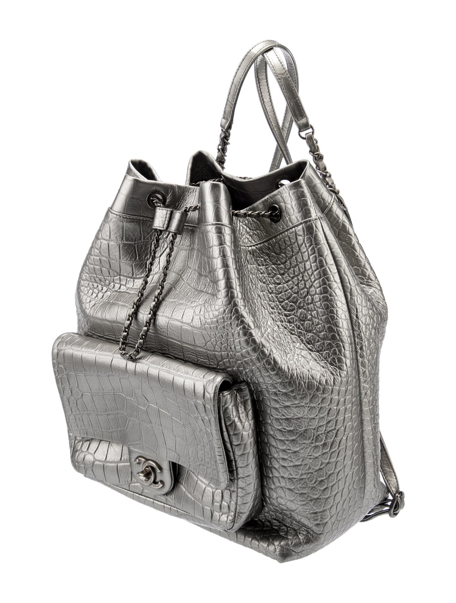 Chanel Croc Embossed Backpack - Metallic Backpacks, Handbags ...
