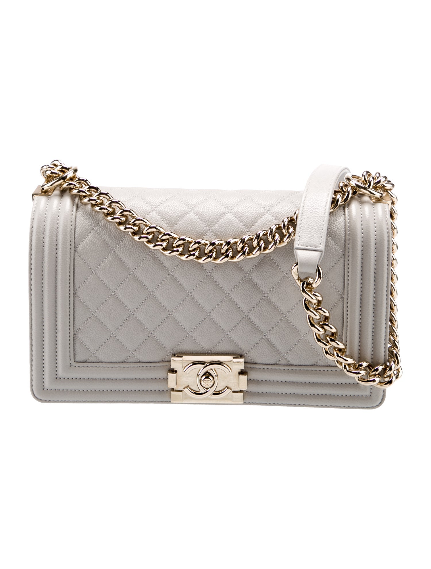 Chanel Medium Chevron Boy Bag - White Shoulder Bags, Handbags ...