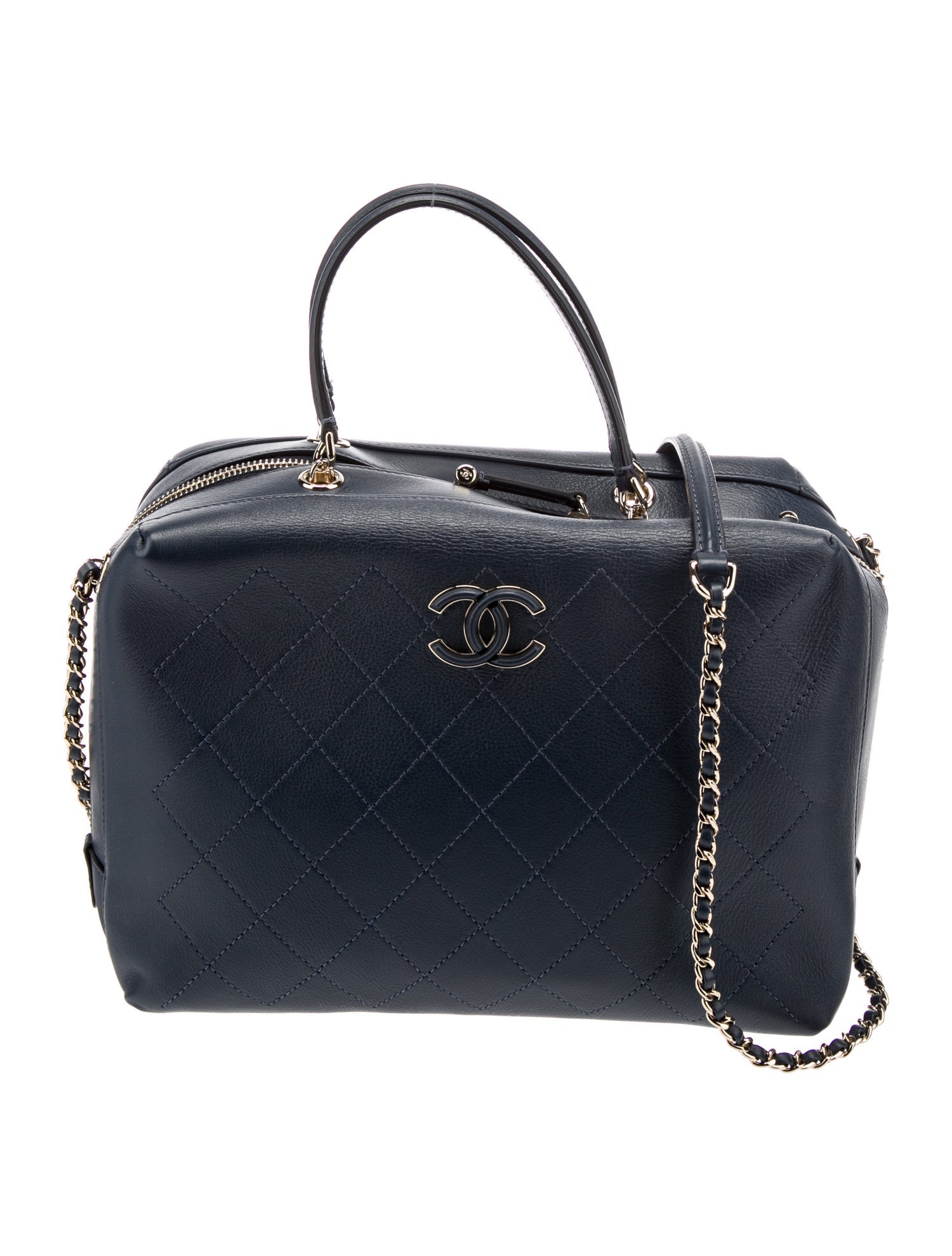 Chanel CC Vanity Small Bowling Bag - Blue Shoulder Bags, Handbags ...