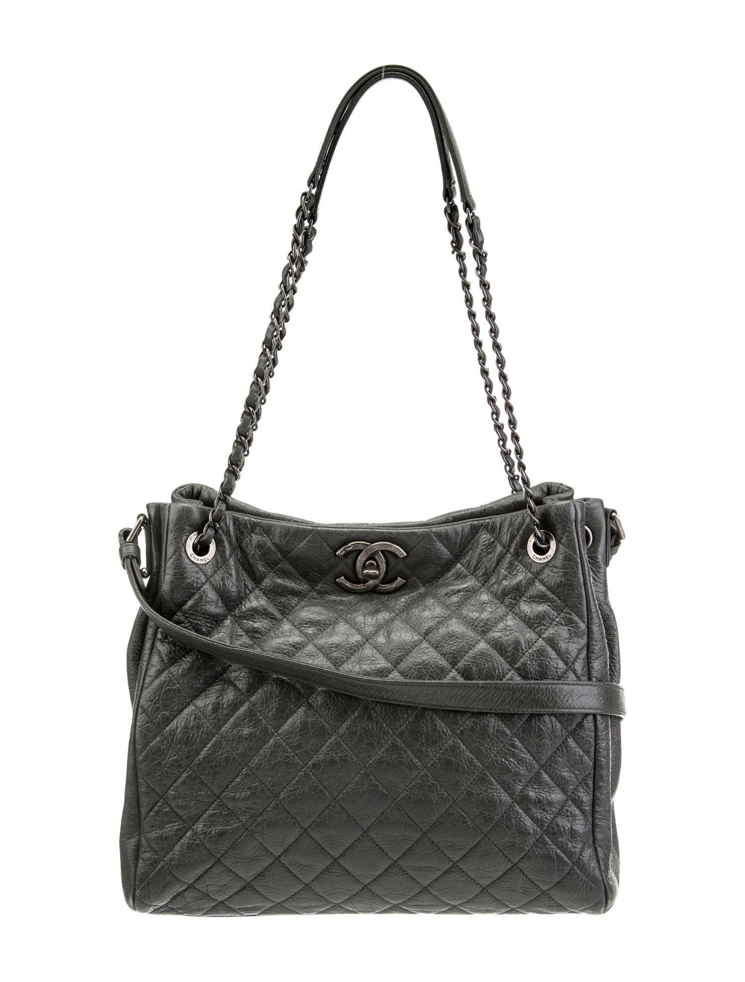 Chanel Quilted CC Tote - Grey Shoulder Bags, Handbags - CHA1051144 ...