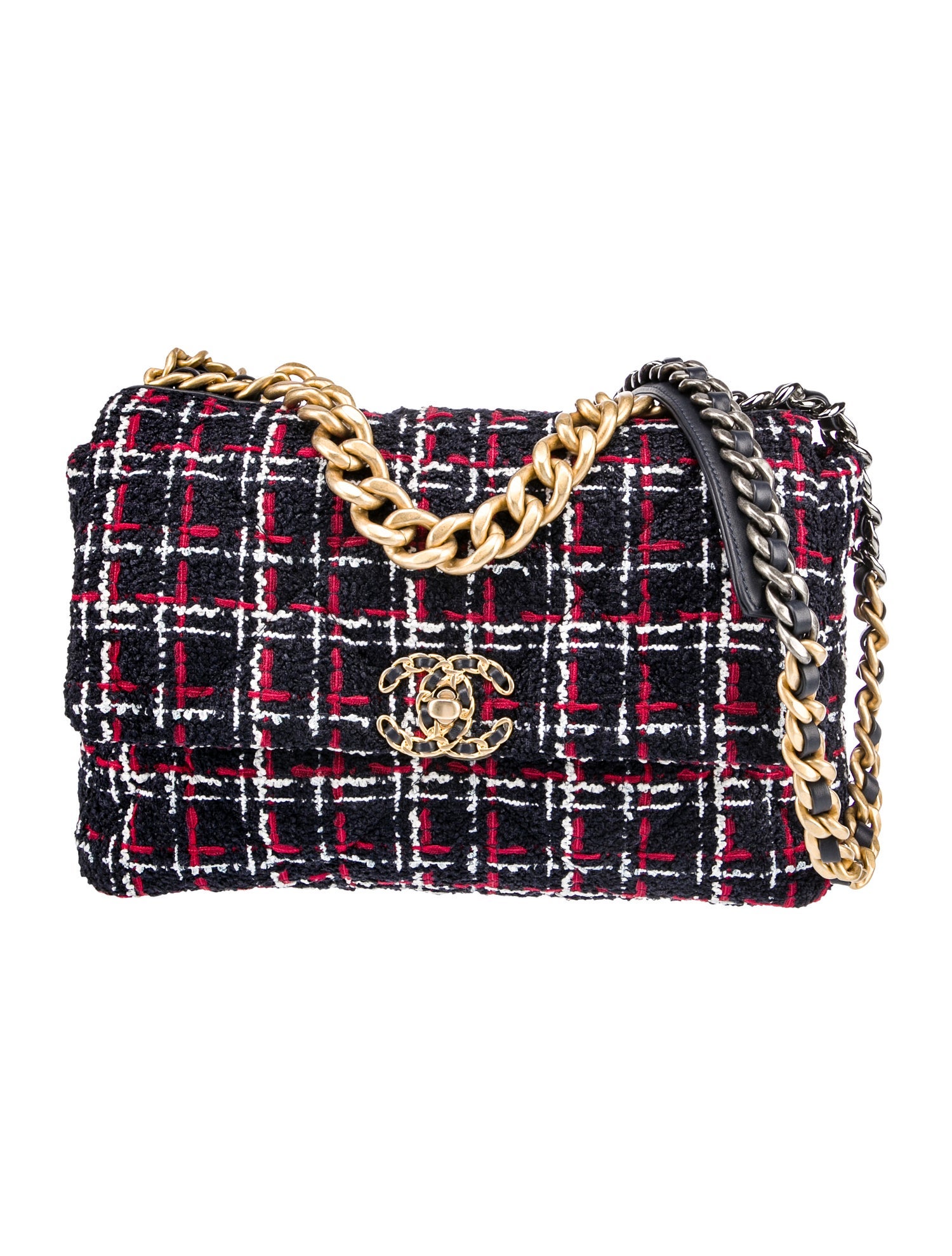 Chanel Large Tweed 19 Flap Bag - Blue Shoulder Bags, Handbags ...