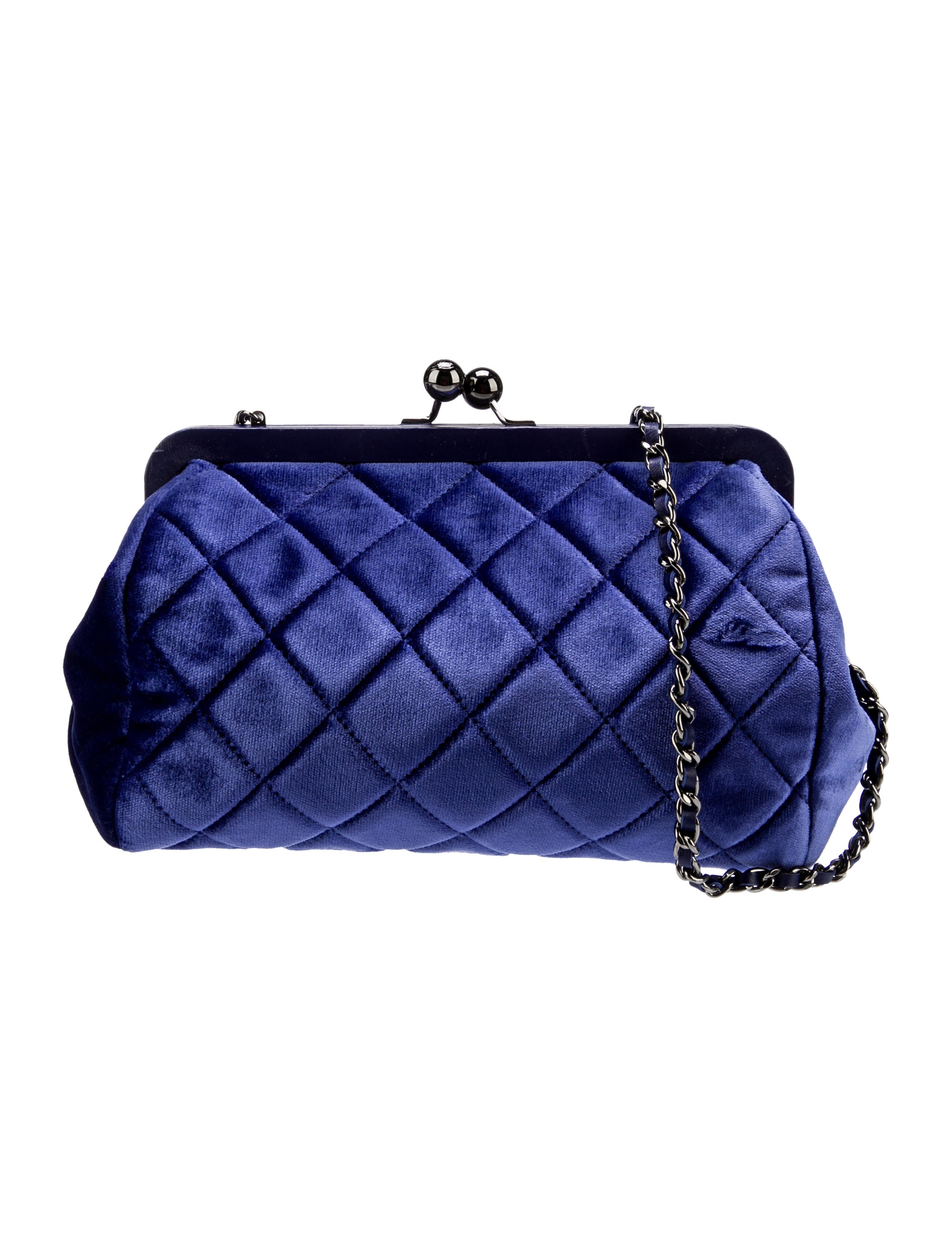Chanel Velvet Frame Evening Bag - Blue Crossbody Bags, Handbags ...