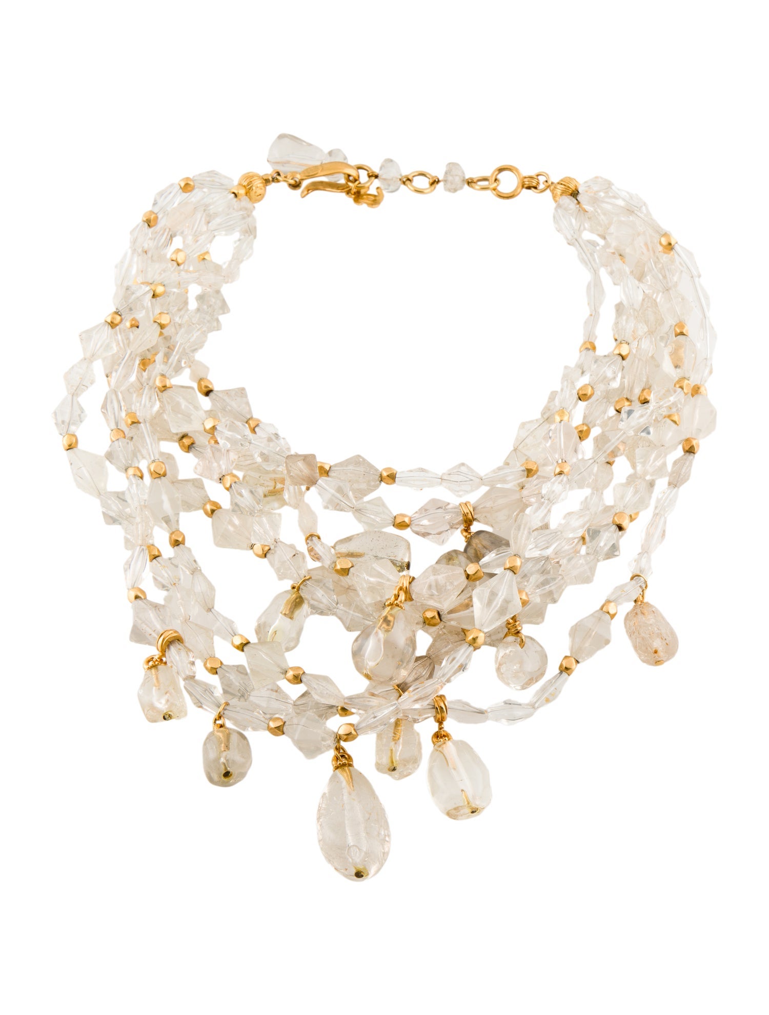 St. John Resin Multistrand Station Necklace - Black, Silver-Tone Metal ...