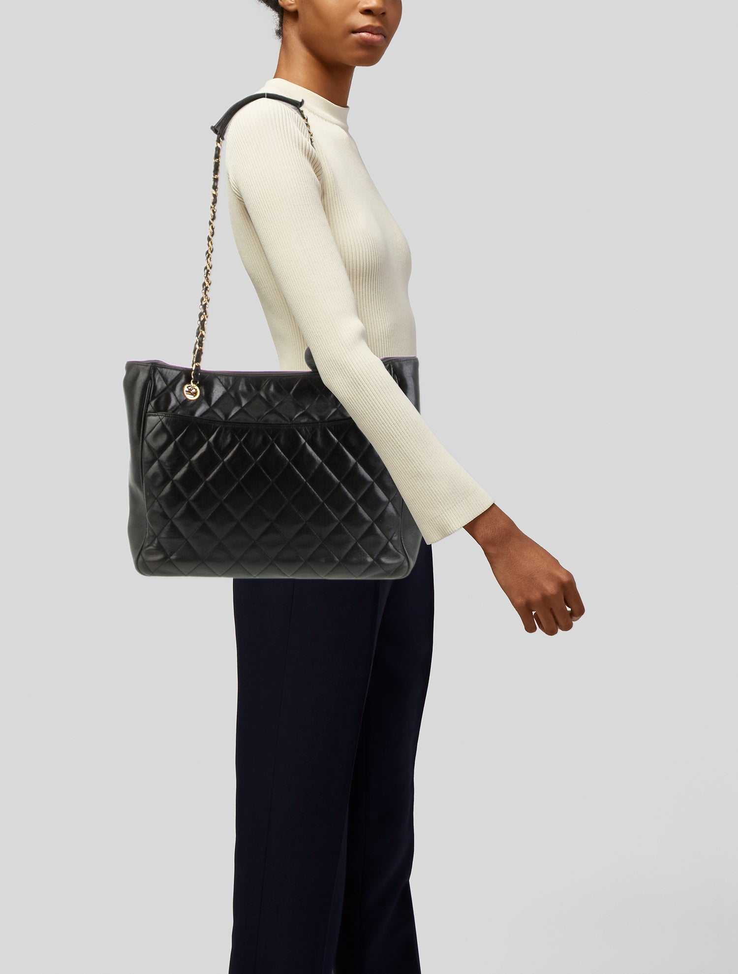 Chanel Quilted Shopping Tote - Black Shoulder Bags, Handbags ...