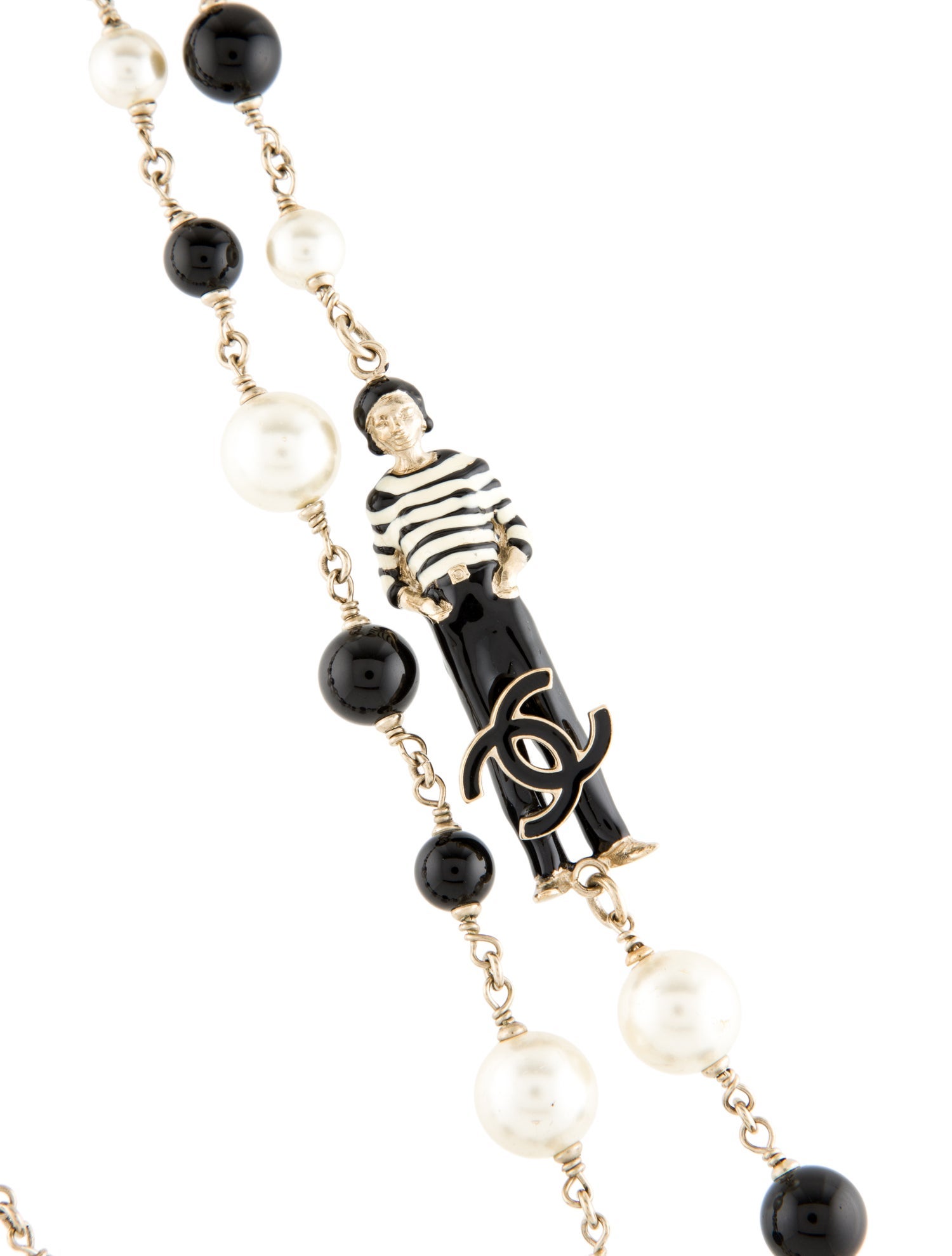 Chanel Faux Pearl, Glass & Resin Beaded Bow Multistrand Necklace - Gold ...