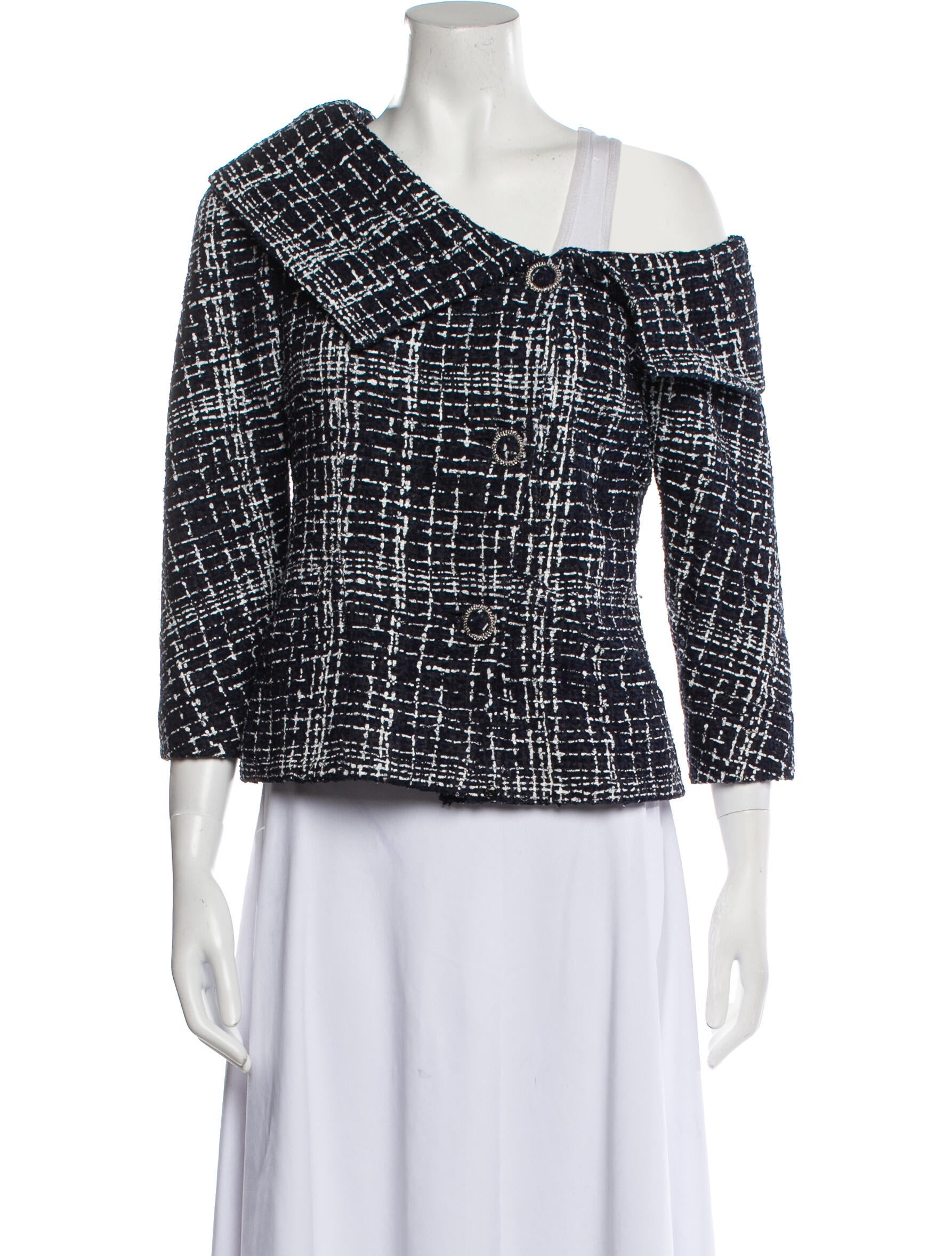 Chanel 2013 Tweed Pattern Utility Jacket - Black Jackets, Clothing ...