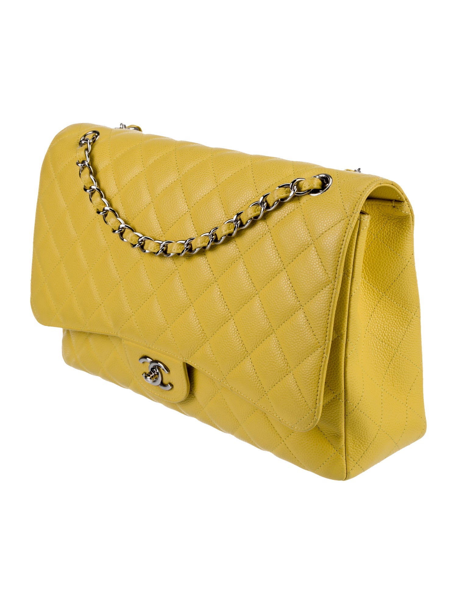 Chanel Maxi Classic Single Flap Bag - Yellow Shoulder Bags, Handbags ...