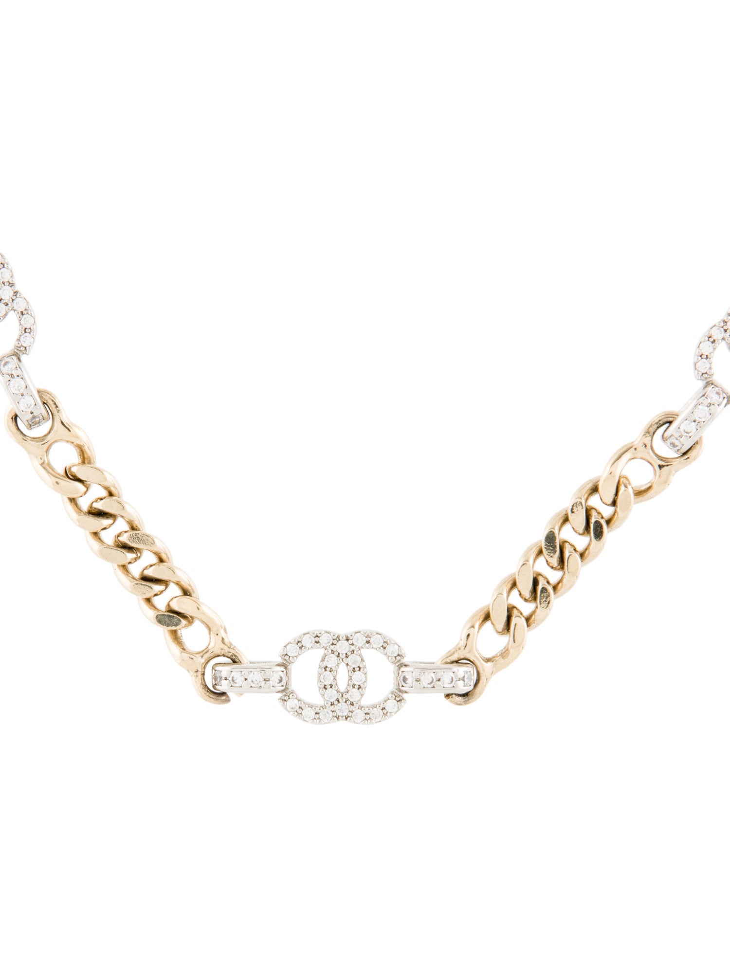 Chanel 2022 Strass CC Choker Necklace - Clear, Gold-Plated Choker ...