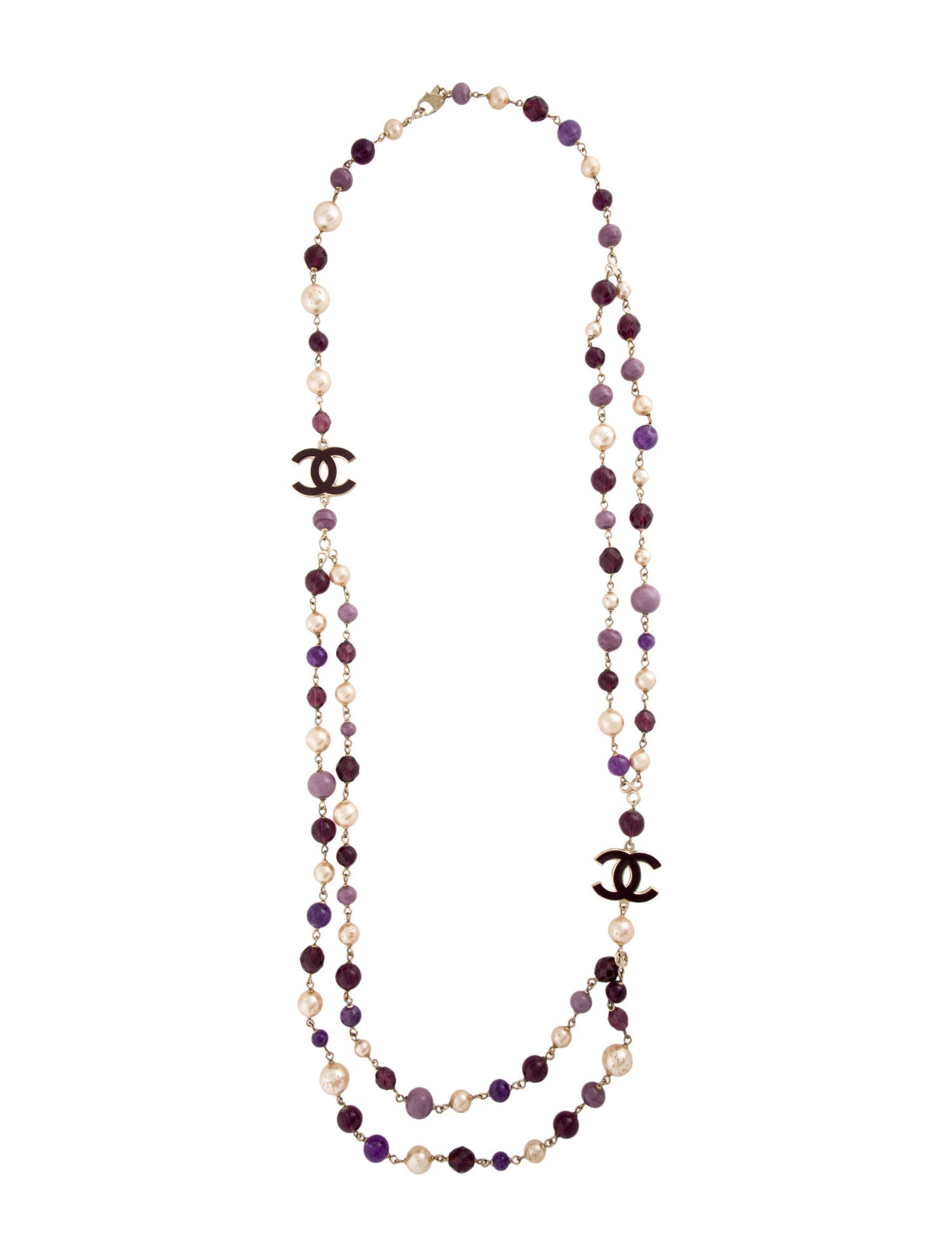 Chanel Resin CC Logo Paris-Shanghai Station Necklace - Black, Gold ...