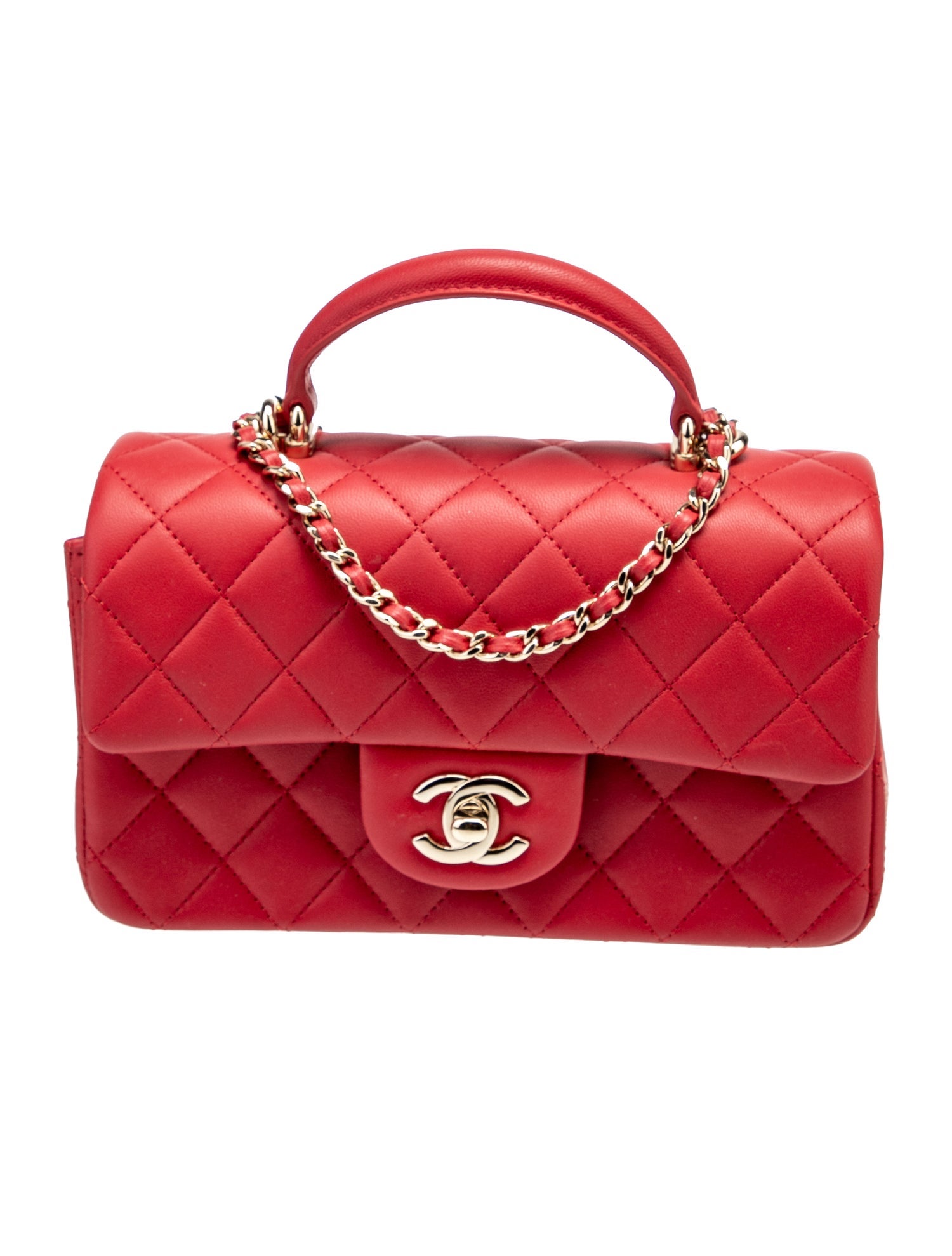 Chanel Mini Rectangular Classic Top Handle Bag - Red Handle Bags ...