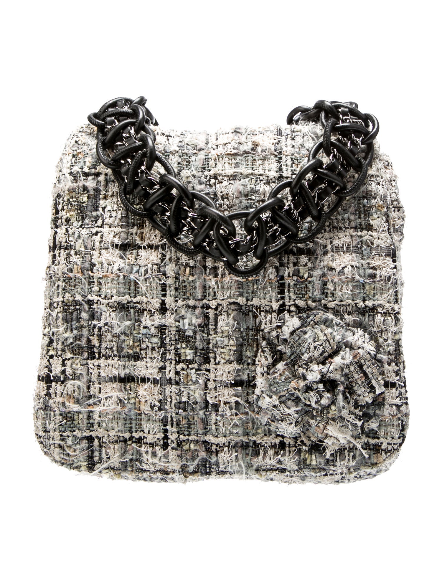 Chanel Tweed Camellia Messenger Bag - Black Crossbody Bags, Handbags ...