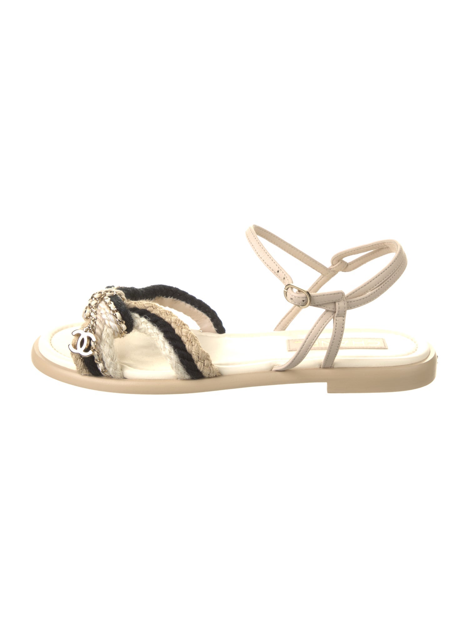Chanel Interlocking CC Logo Interlocking CC Logo Sandals - Neutrals ...