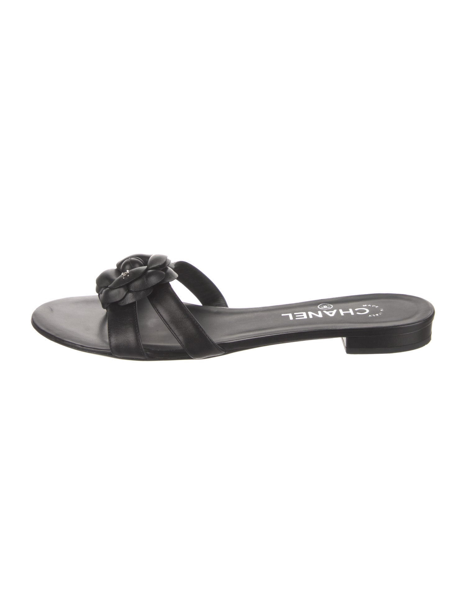 Chanel Interlocking CC Logo Leather Slides - Black Sandals, Shoes ...