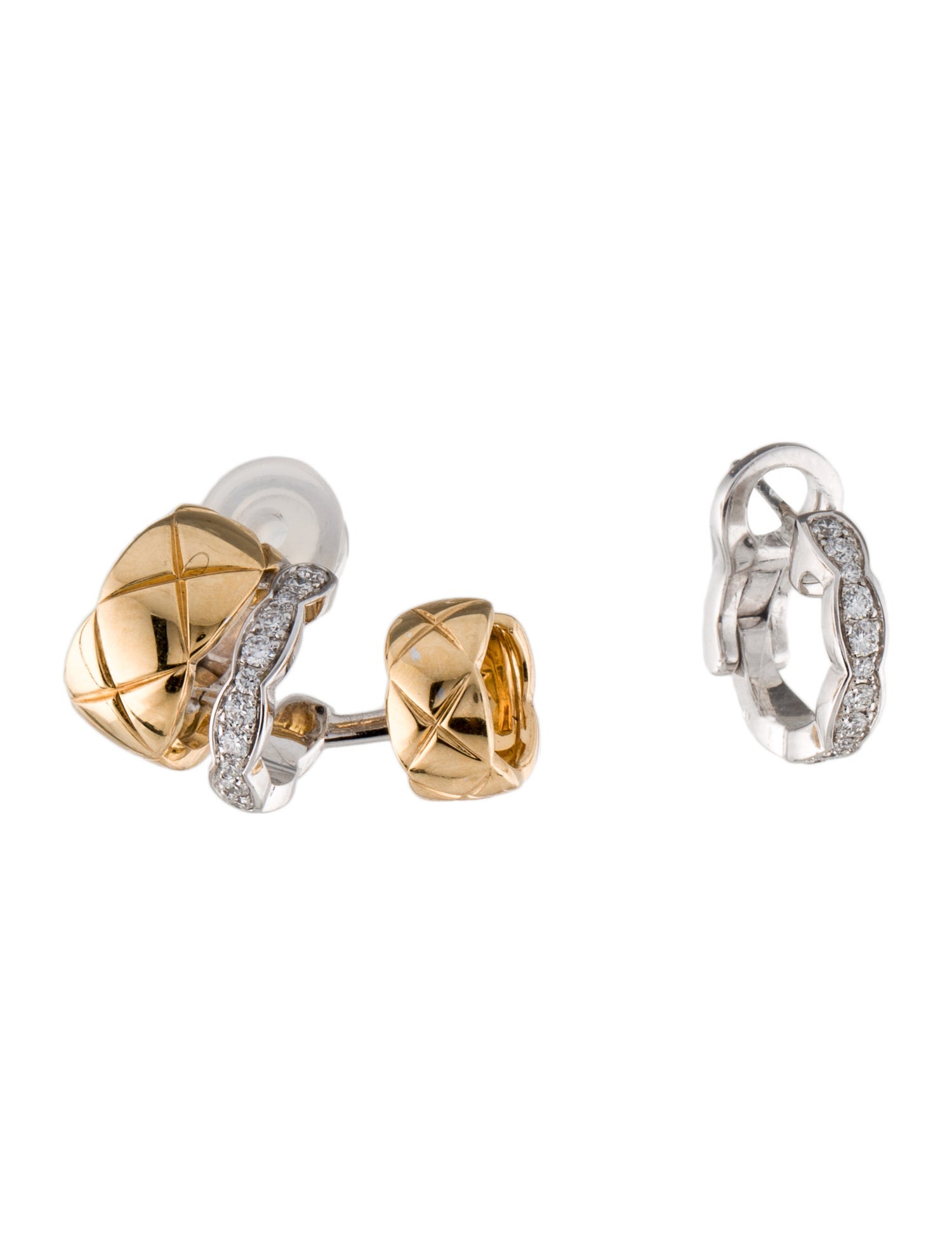 Chanel 18K Diamond Coco Crush Earrings - 18K White Gold Huggie ...