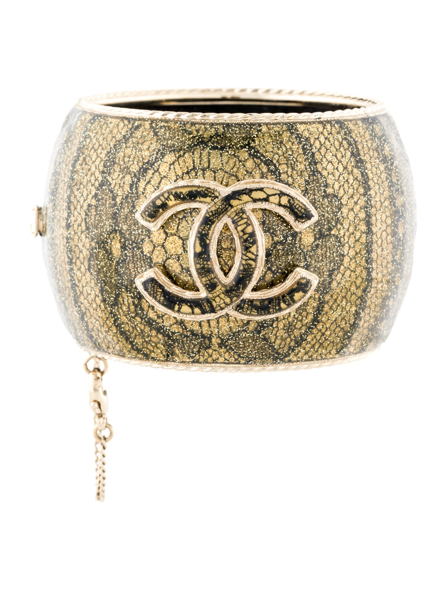 Chanel Vintage Textured Hinged Bracelet - Gold-Plated Bangle, Bracelets ...