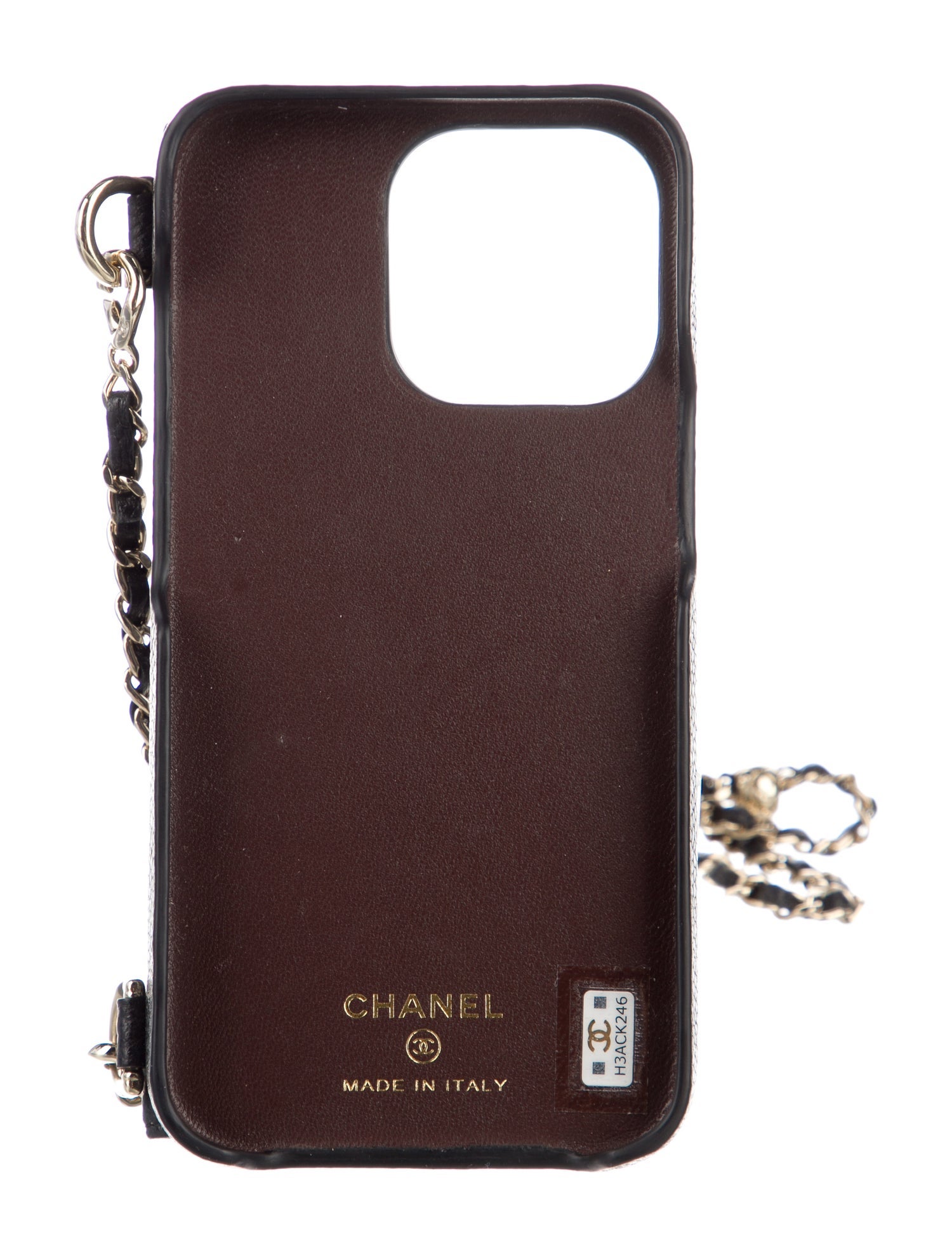 Chanel Pearl Crush iPhone 12 Case w/Chain - Burgundy Technology ...