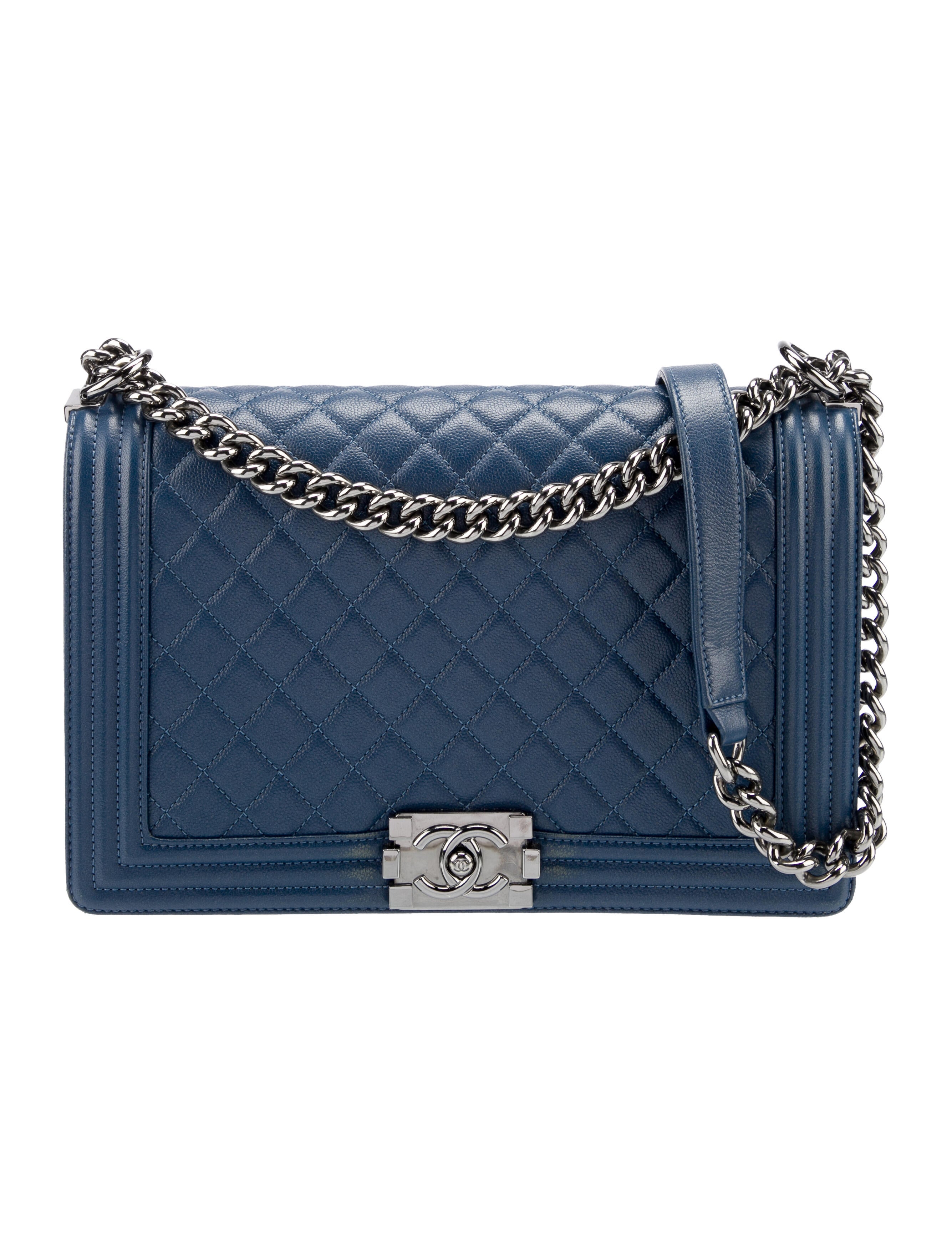 Chanel Large Quilted Boy Bag - Blue Shoulder Bags, Handbags ...