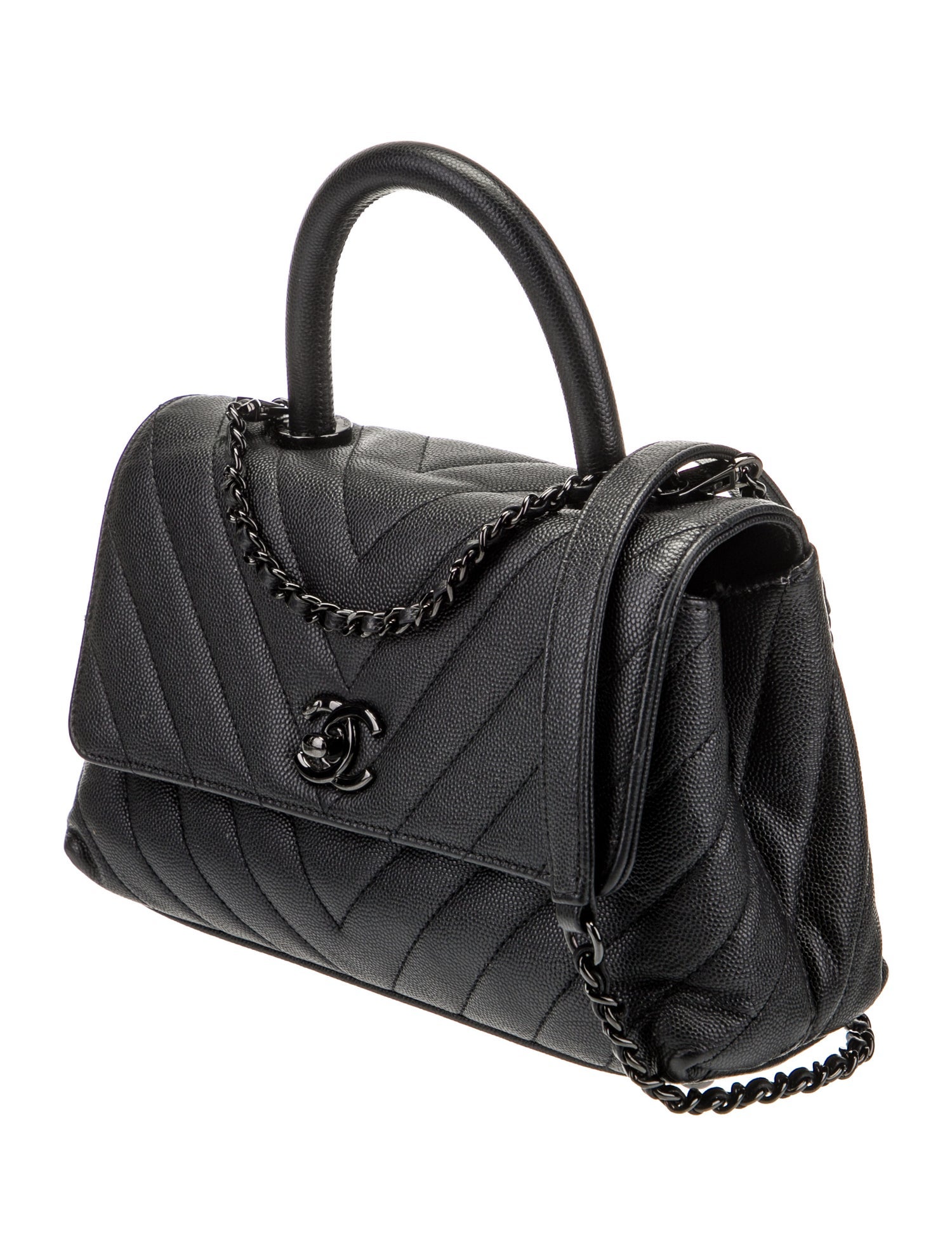 Chanel Mini Chevron So Black Coco Handle Bag - Black Handle Bags ...