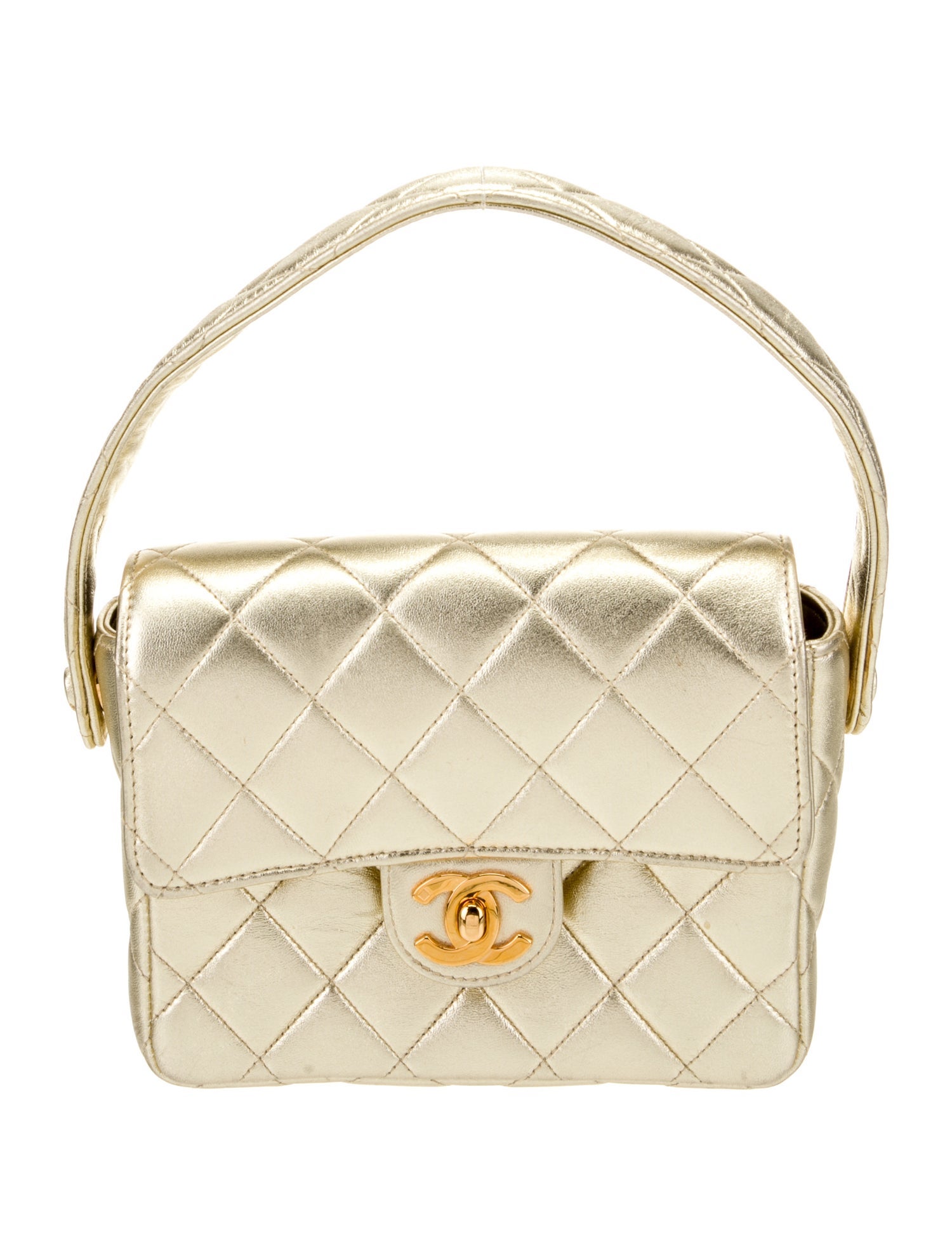 Chanel Mini Quilted CC Handle Bag - Gold Handle Bags, Handbags ...