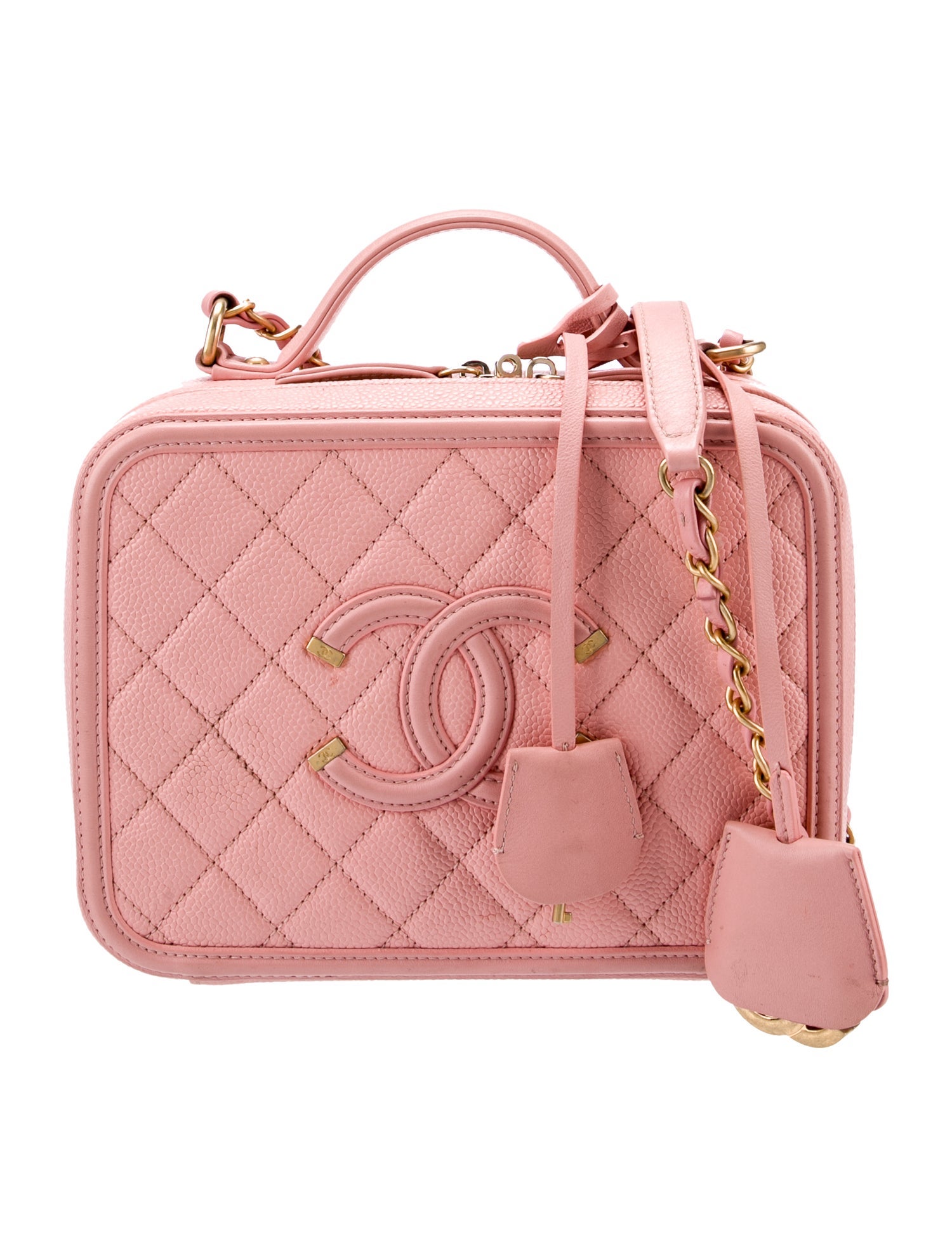 Chanel Tweed Filigree N/S Vanity Case - Pink Crossbody Bags, Handbags ...
