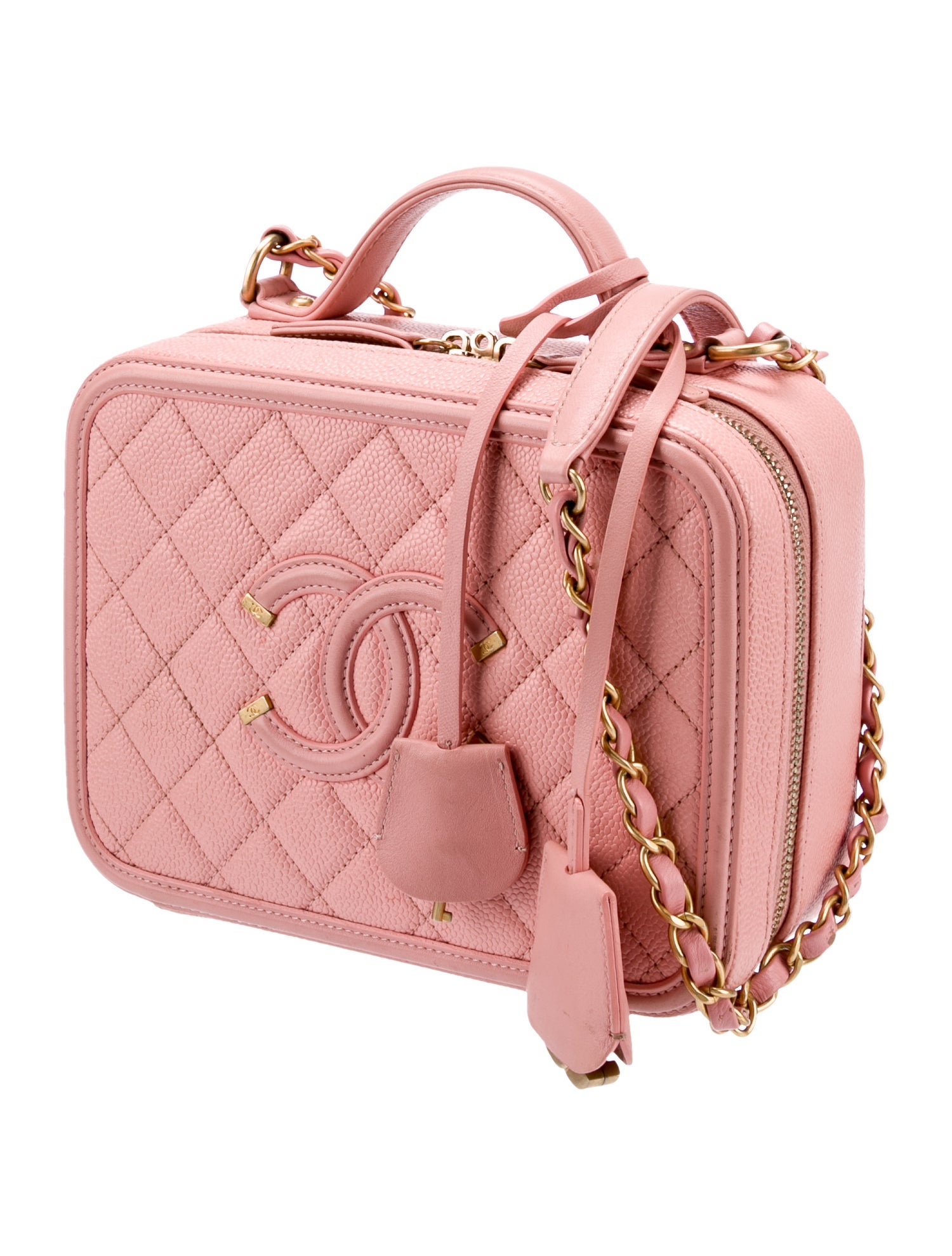 Chanel Tweed Filigree N/S Vanity Case - Pink Crossbody Bags, Handbags ...