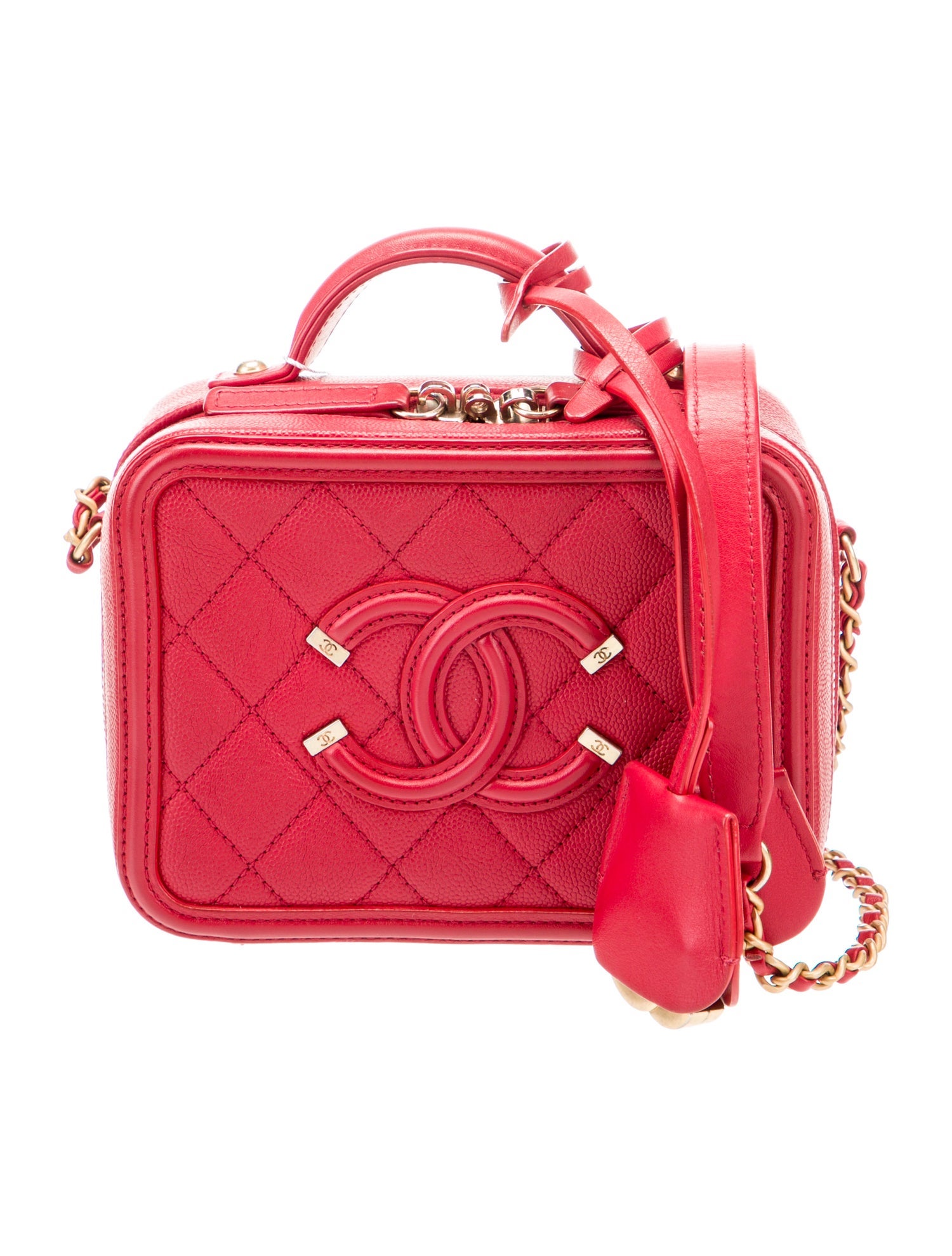 Chanel Tweed Filigree N/S Vanity Case - Pink Crossbody Bags, Handbags ...