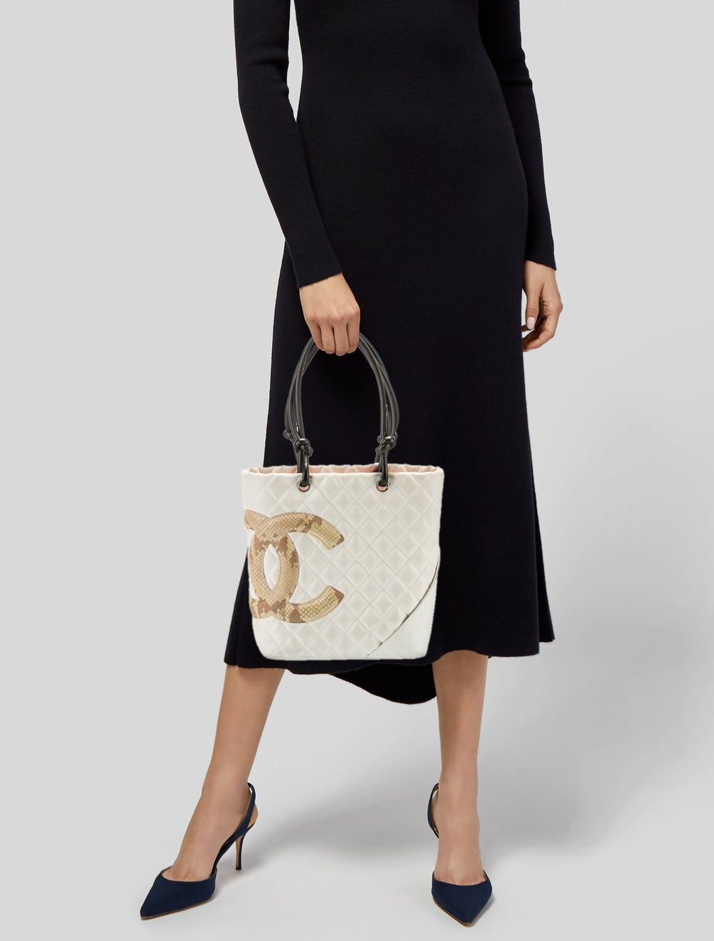 Chanel Chanel Python Ligne Cambon Tote - White Totes, Handbags ...