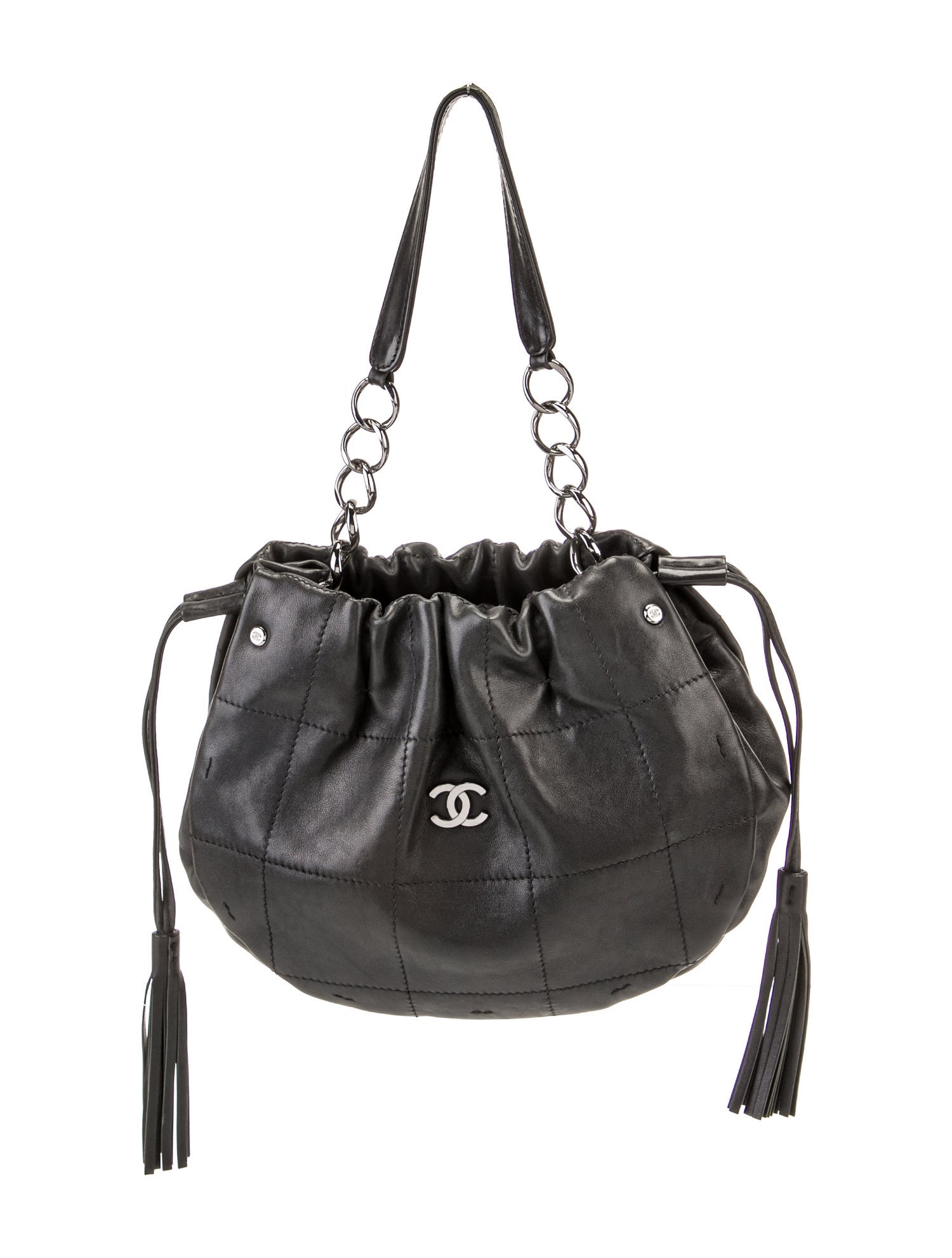 Chanel Quilted CC Tassel Bucket Bag - Black Bucket Bags, Handbags ...
