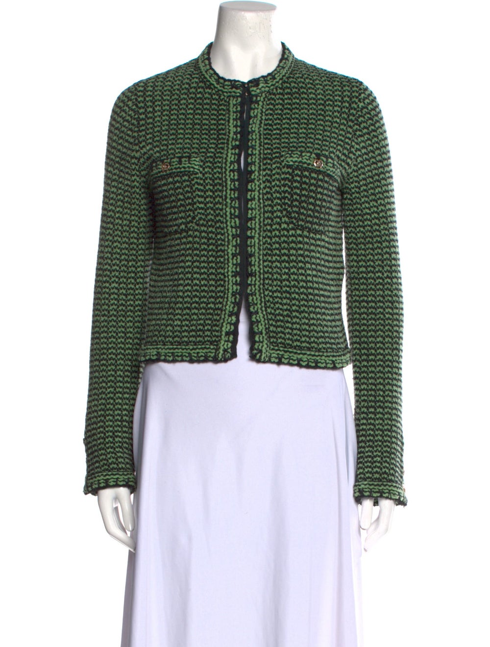 Chanel Striped Crew Neck Sweater - Green Knitwear, Clothing ...