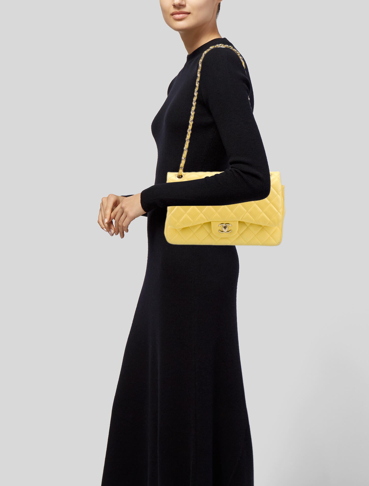 Chanel Maxi Classic Single Flap Bag - Yellow Shoulder Bags, Handbags ...