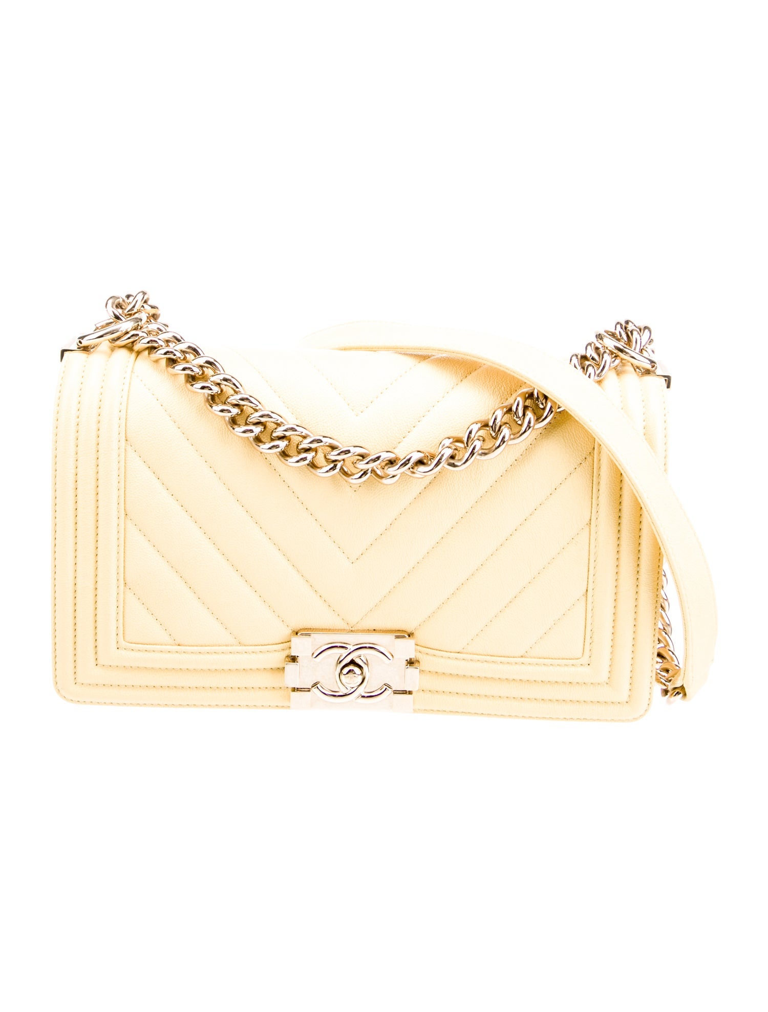 Chanel Medium Chevron Boy Bag - Yellow Shoulder Bags, Handbags ...