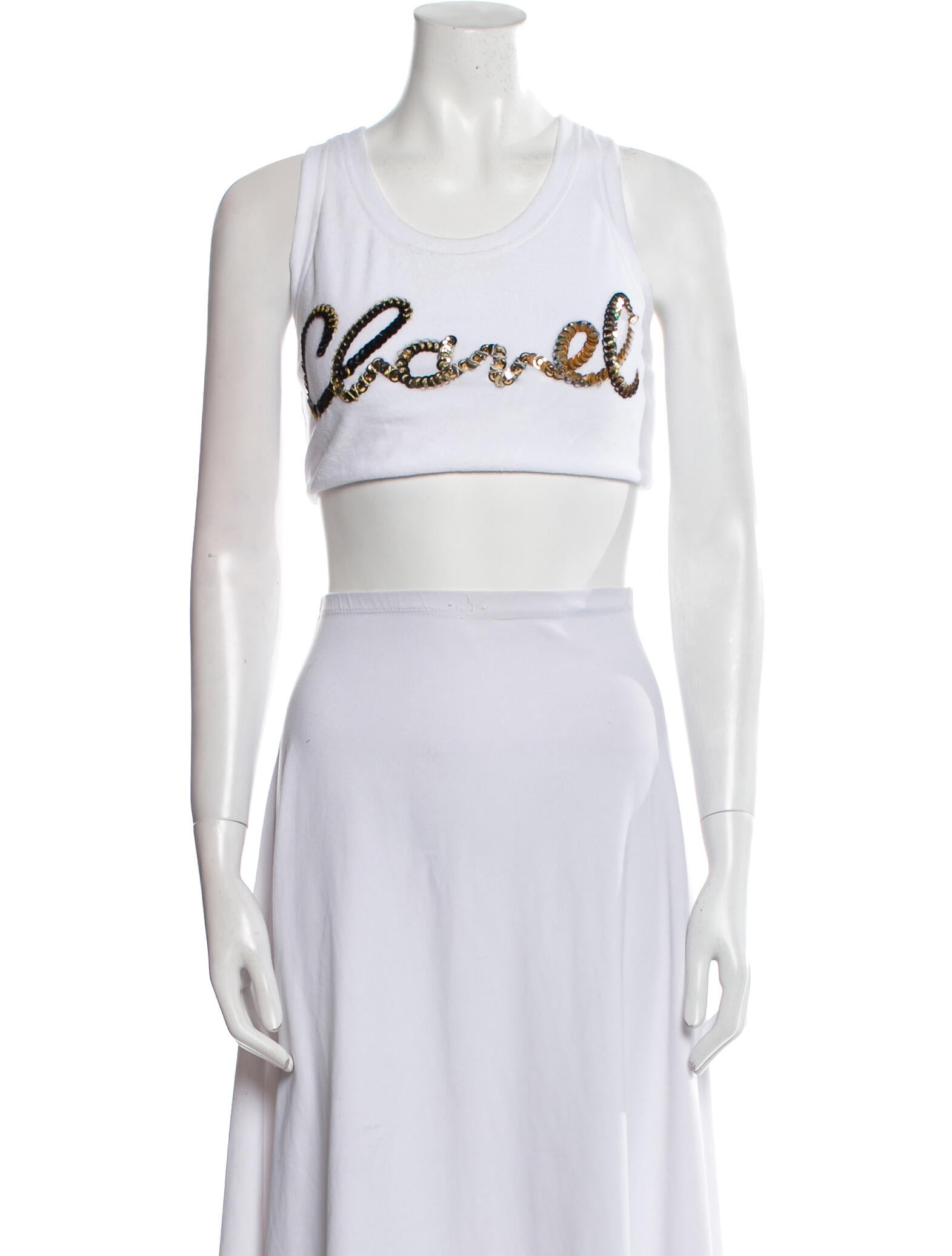 Chanel 2022 Graphic Print Crop Top - White Tops, Clothing - CHA1088915 ...