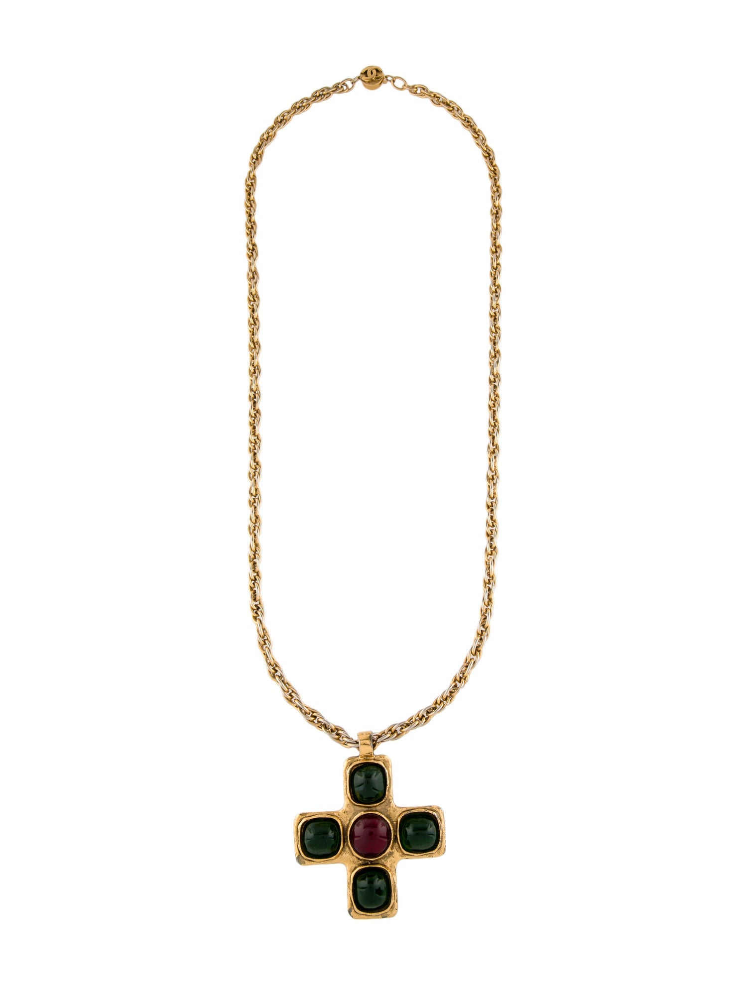 Chanel Vintage Gripoix Cross Pendant Necklace - Gold-Tone Metal Pendant ...