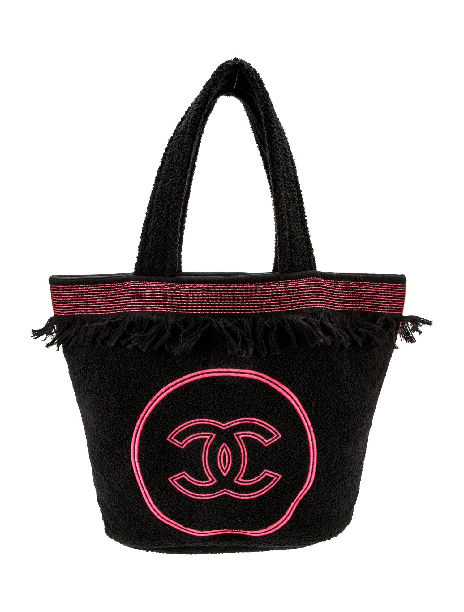 Chanel Terry Cloth CC Beach Tote - Black Totes, Handbags - CHA1090204 ...