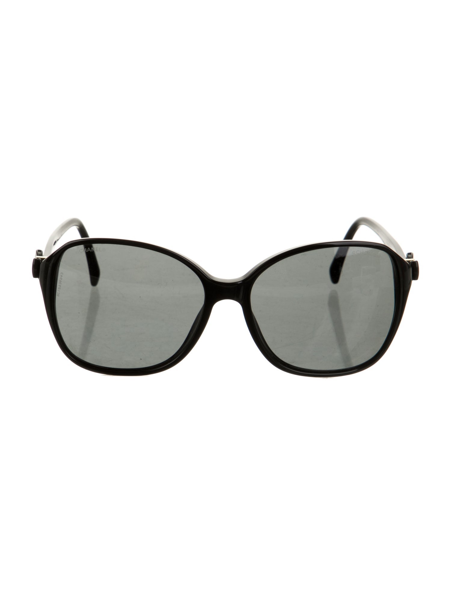 Chanel Interlocking CC Logo Oversize Sunglasses - Black Sunglasses ...