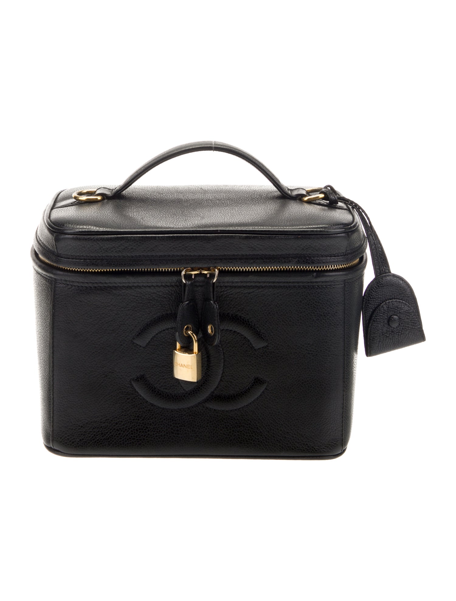 Chanel Caviar CC Cosmetic Vanity Case - Black Cosmetic Bags ...