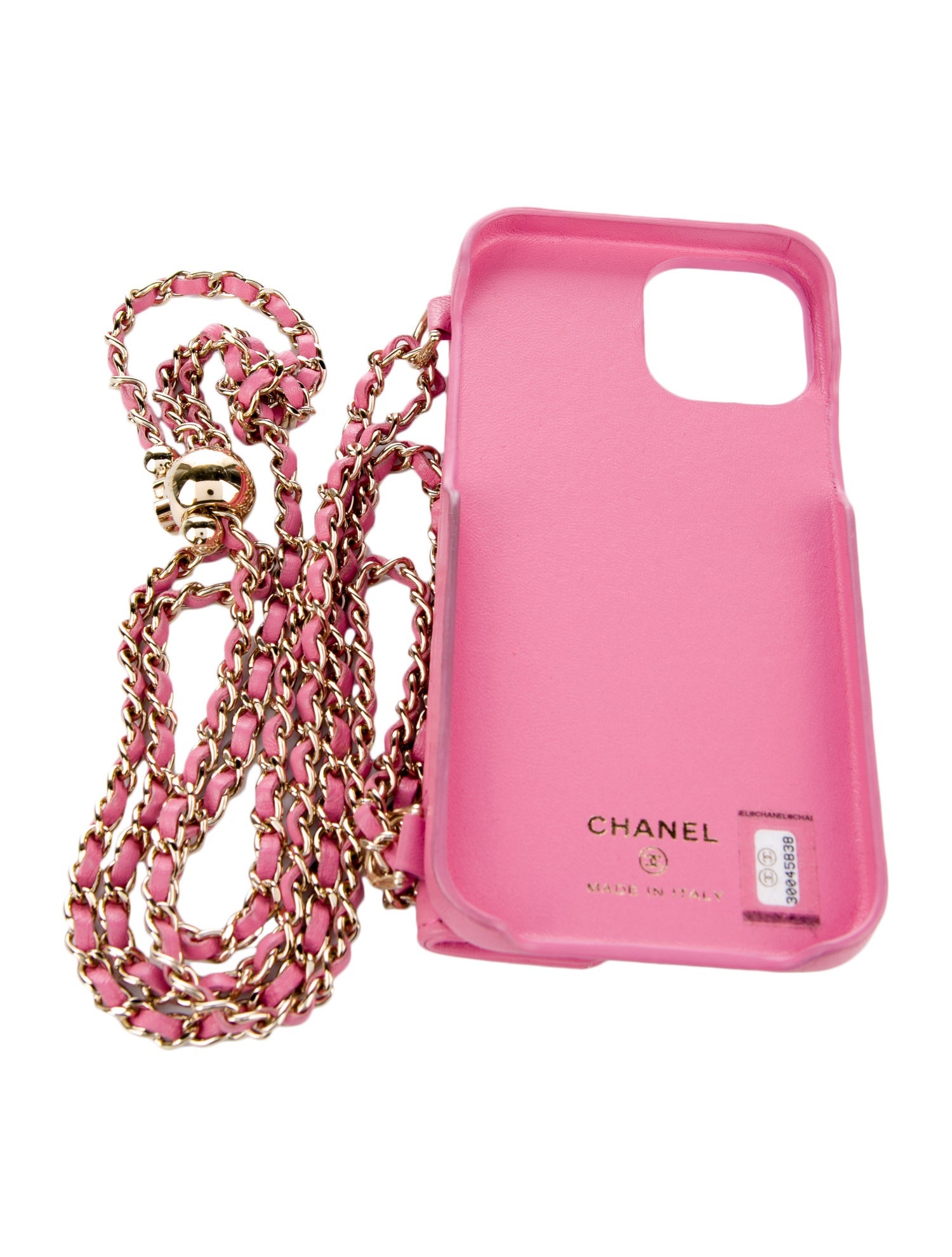 Chanel Pearl Crush iPhone 12 Case w/Chain - Burgundy Technology ...