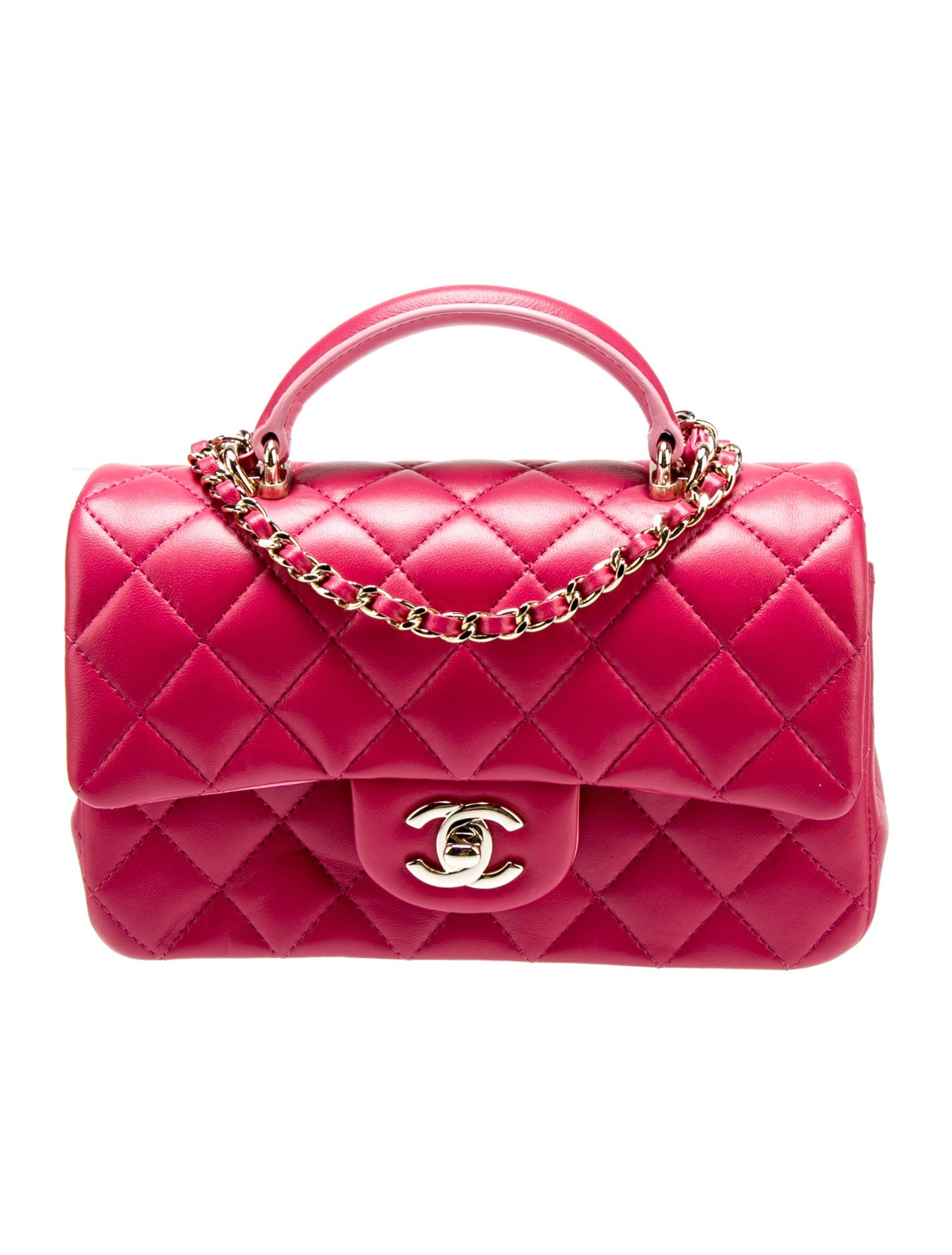 Chanel Classic Rectangular Mini Top Handle Flap Bag - Pink Handle Bags ...