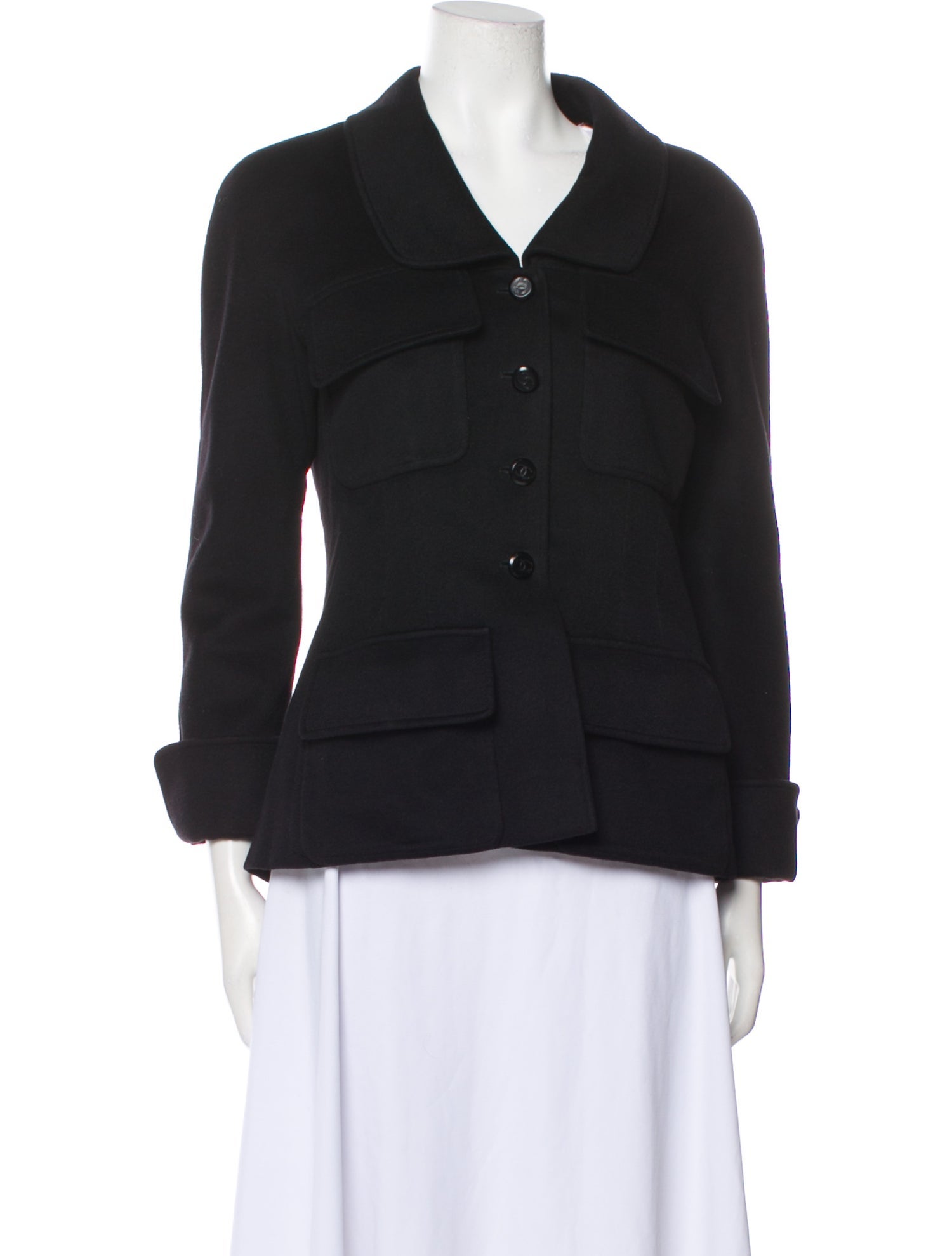 Chanel Vintage Cashmere Utility Jacket - Black Jackets, Clothing ...