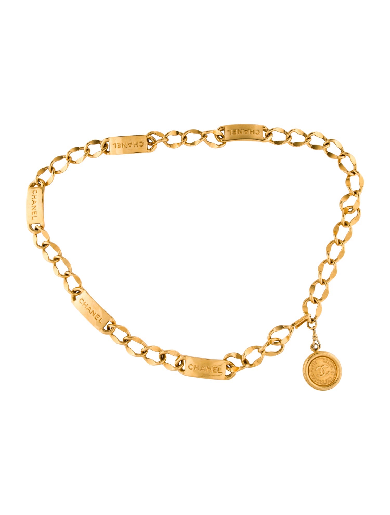 Chanel Vintage Interlocking CC Logo Chain-Link Belt - Gold Belts ...