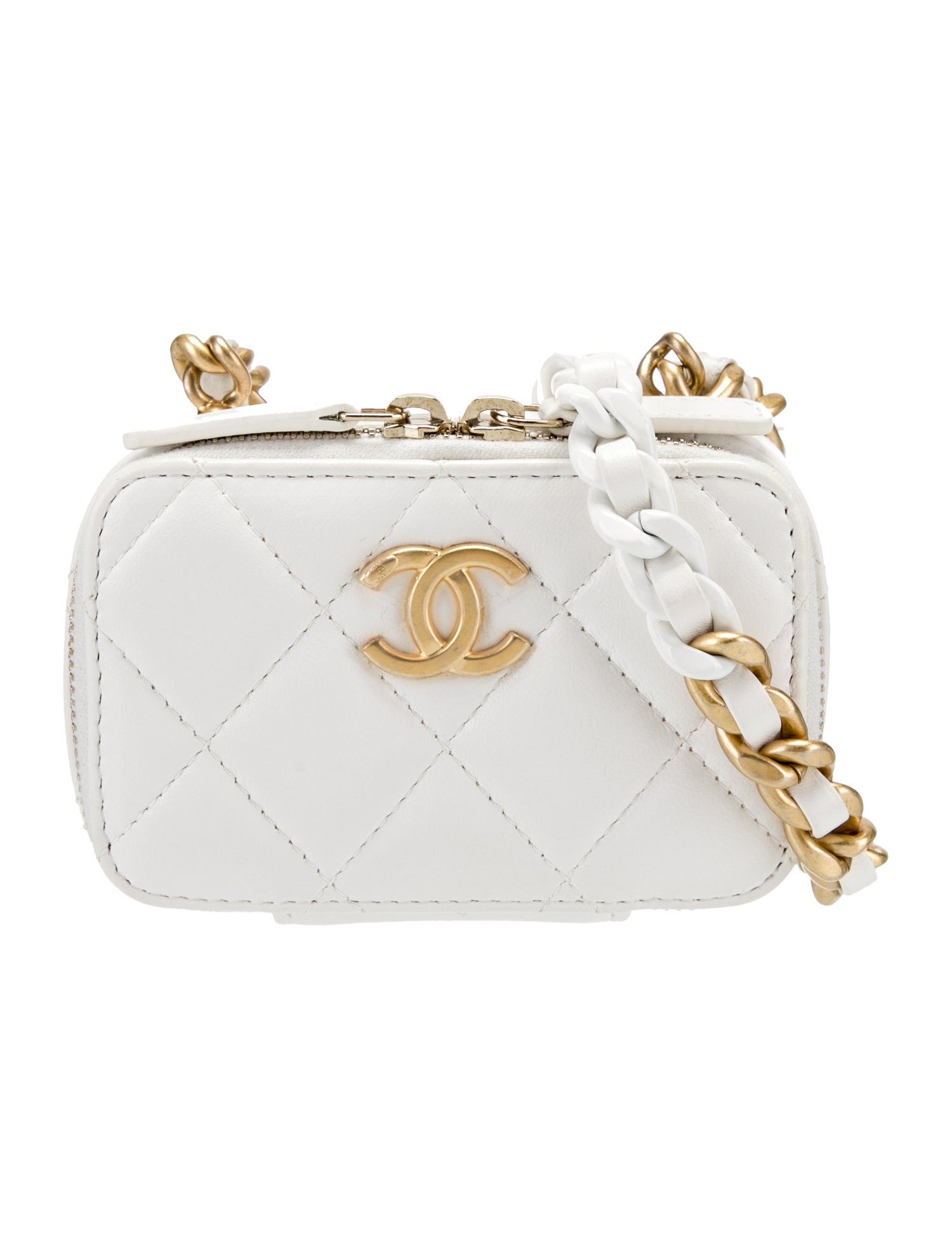 Chanel 2022 Lacquered Candy Chain Card Holder w/ Chain - White Mini ...