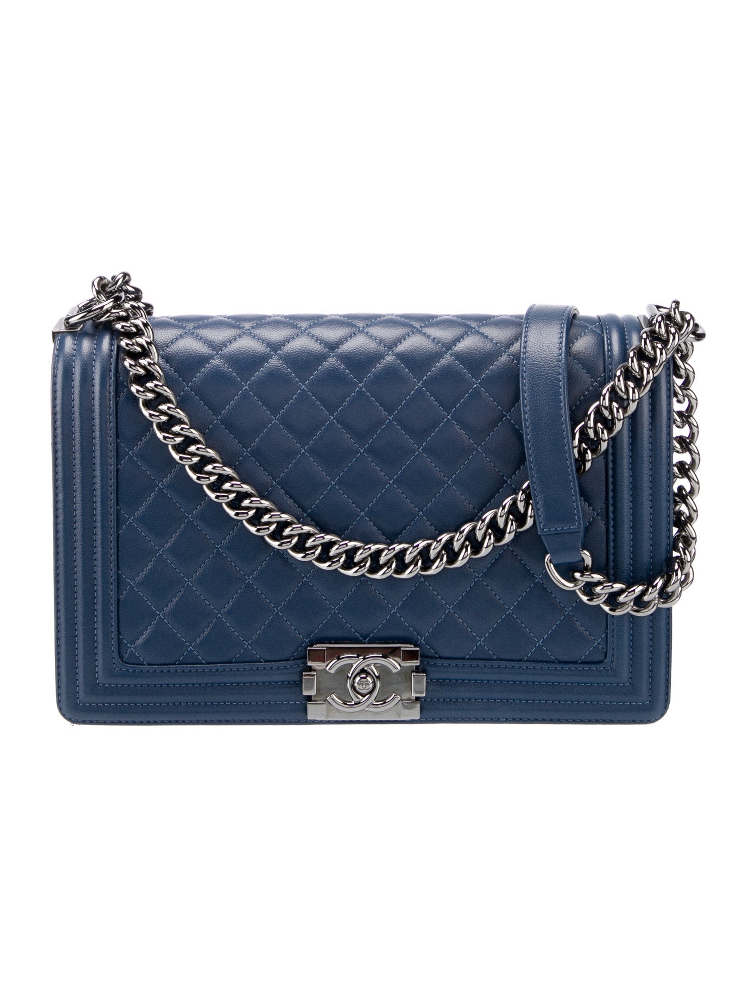 Chanel Large Boy Bag - Blue Shoulder Bags, Handbags - CHA1106291 | The ...